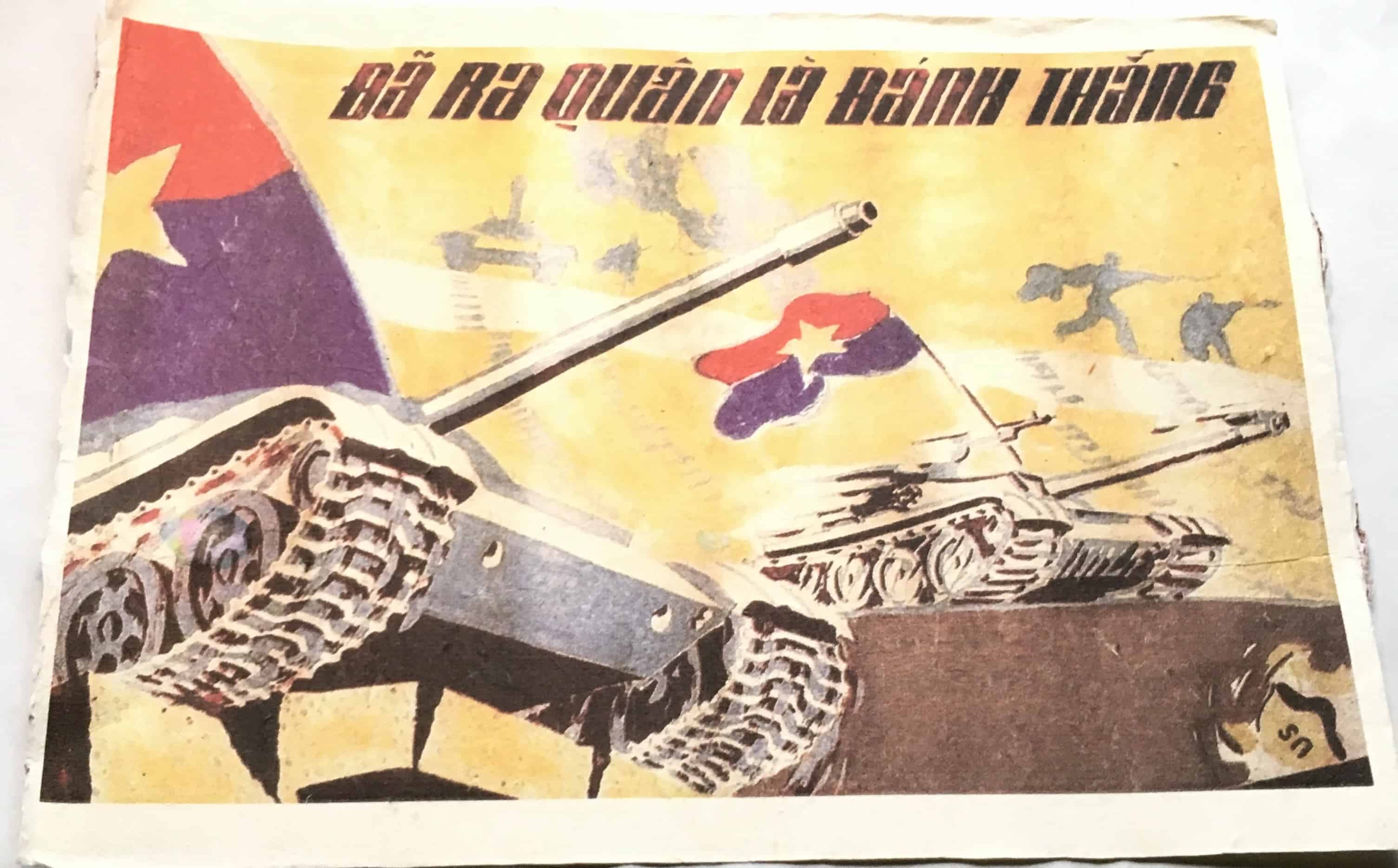 North Vietnamese Army Propaganda Poster NLF Tanks - Enemy Militaria