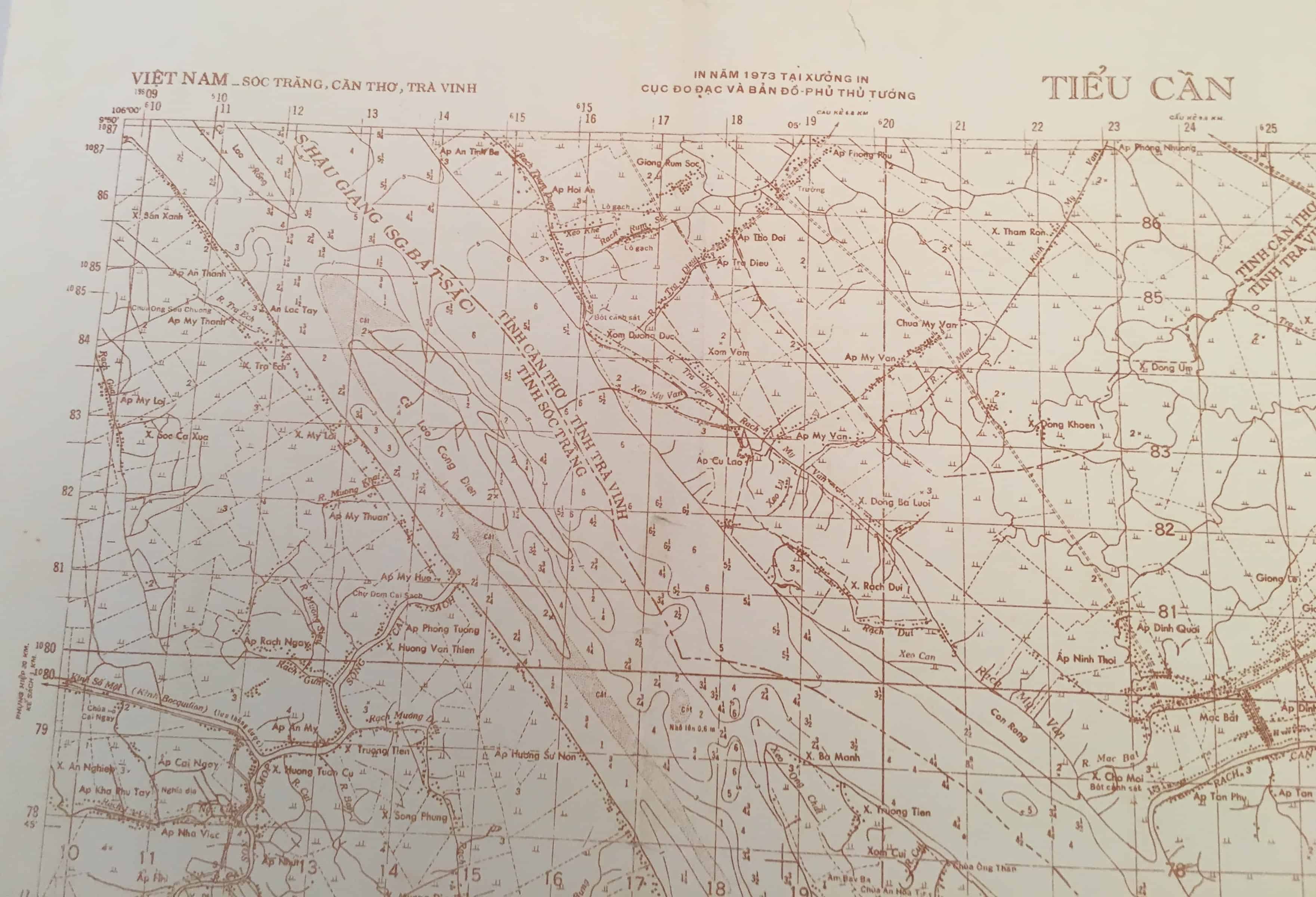 North Vietnamese Army Topographic Grid Map SECRET 1:50,000 TIEU CAN ...