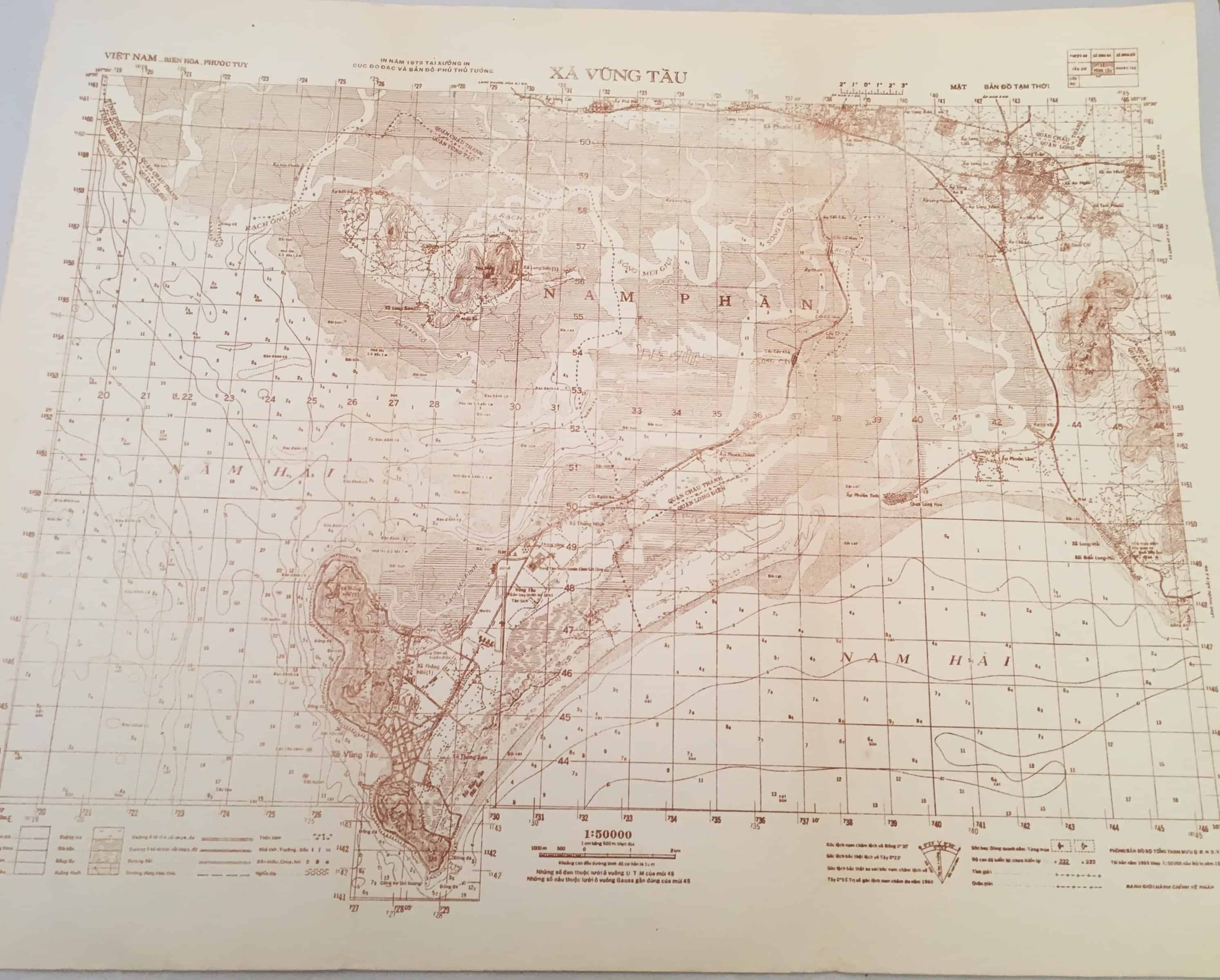 North Vietnamese Army Topographic Grid Map SECRET 1:50,000 XA VUNG TAU ...