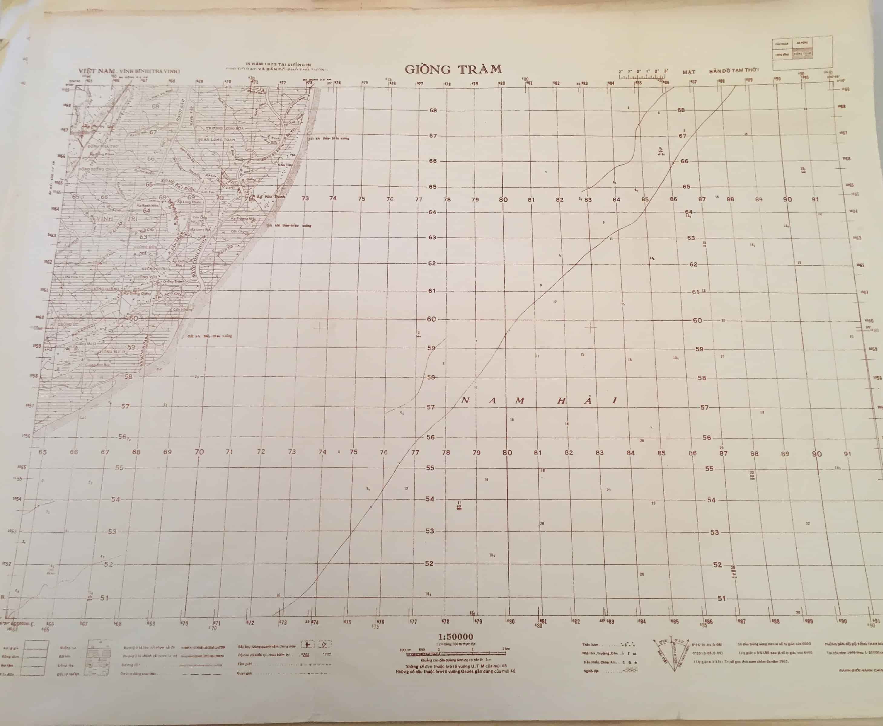 North Vietnamese Army Topographic Grid Map SECRET 1:50,000 GIONG TRAM ...