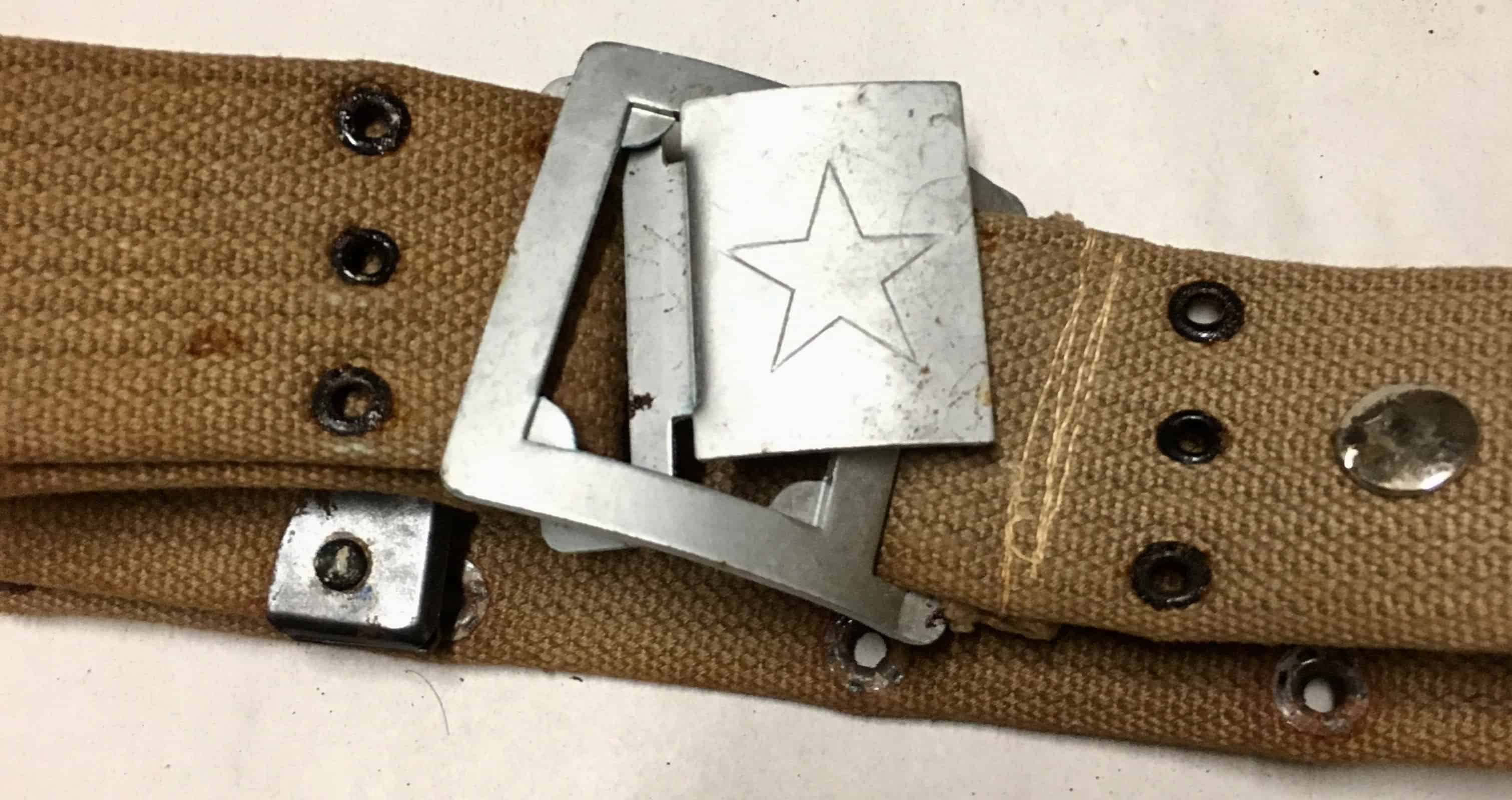 North Vietnamese Army Khaki Grommeted Wide Belt with Interlocking Star ...