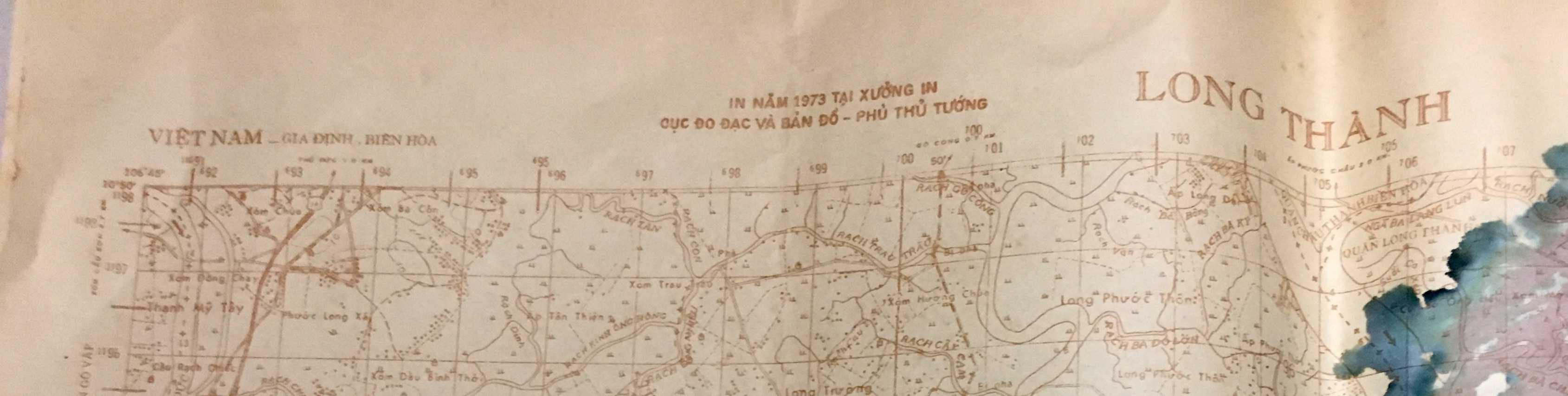 North Vietnamese Army Topographic Grid Map SECRET 1:50,000 LONG THANH ...