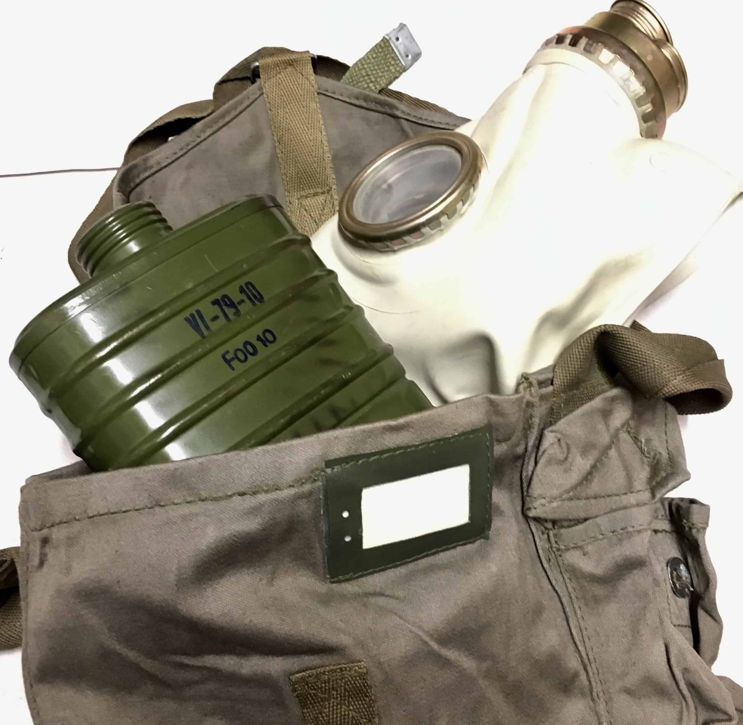 Polish Army Gas Mask with Filter Hose and Bag - Enemy Militaria