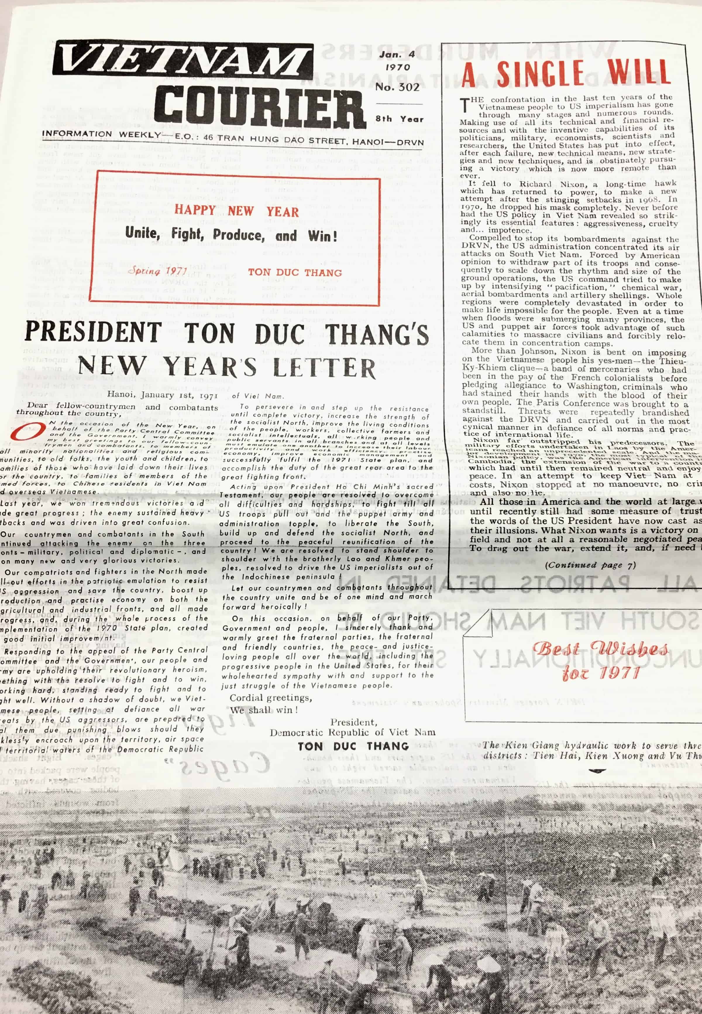 North Vietnamese Hanoi Propaganda Newspaper in English January 4, 1970 ...