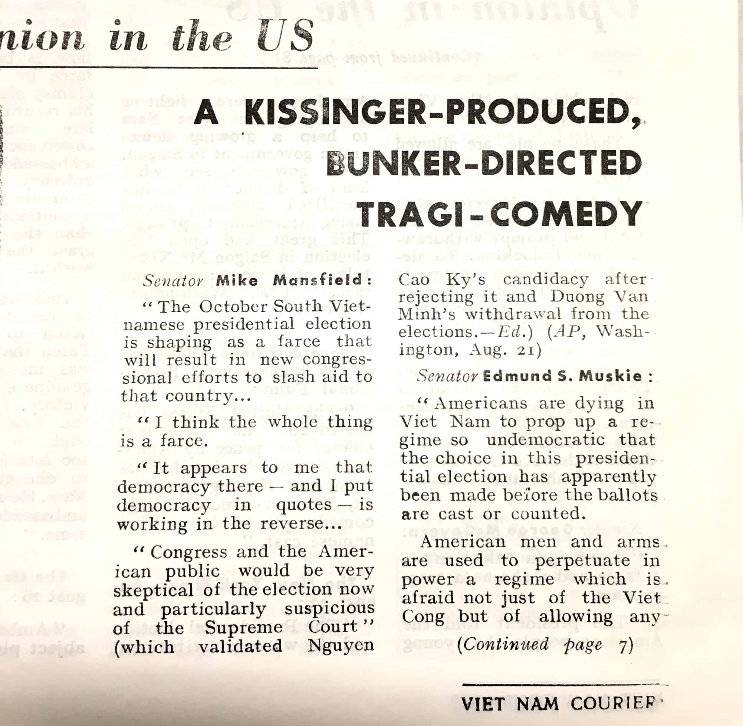 North Vietnamese Hanoi Propaganda Newspaper in English September 6 ...