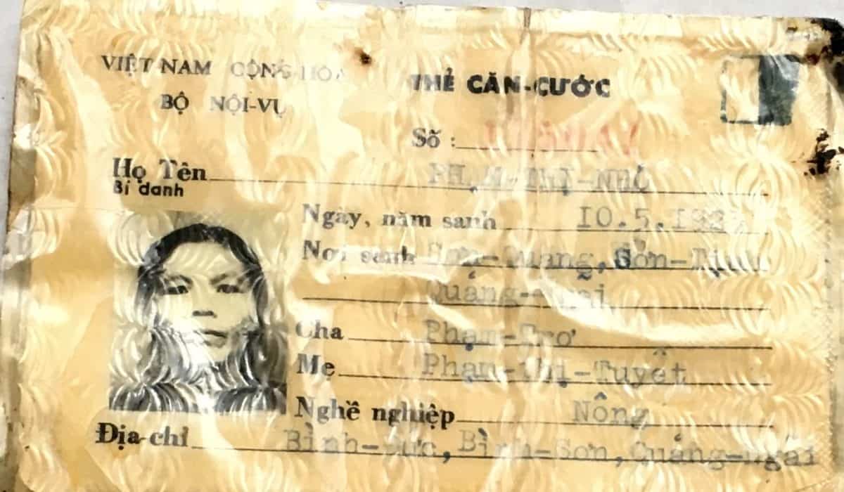 RVN ID Card taken from Viet Cong Female - Enemy Militaria