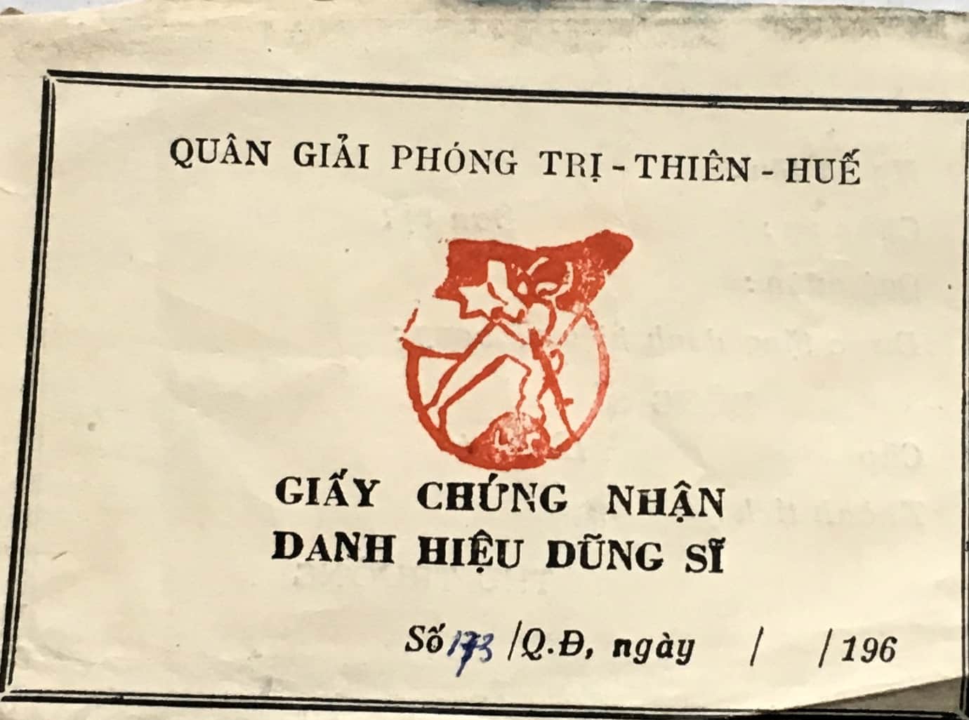 Viet Cong Identification Card Hue District - Enemy Militaria