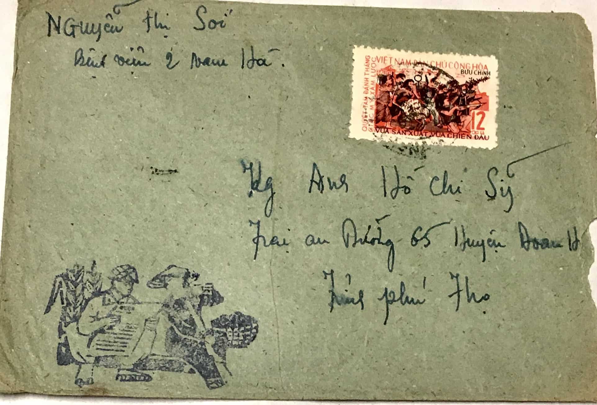 North Vietnamese Army Envelope with Military Motif - Enemy Militaria
