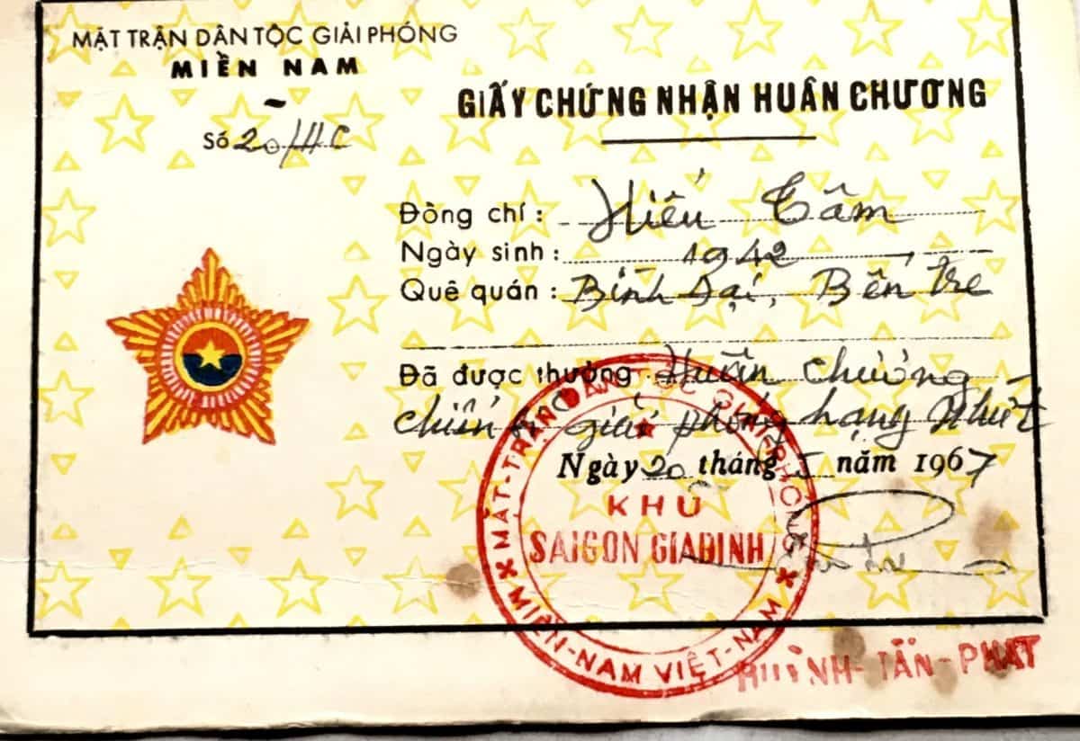 Viet Cong Award Card 1967 - Enemy Militaria