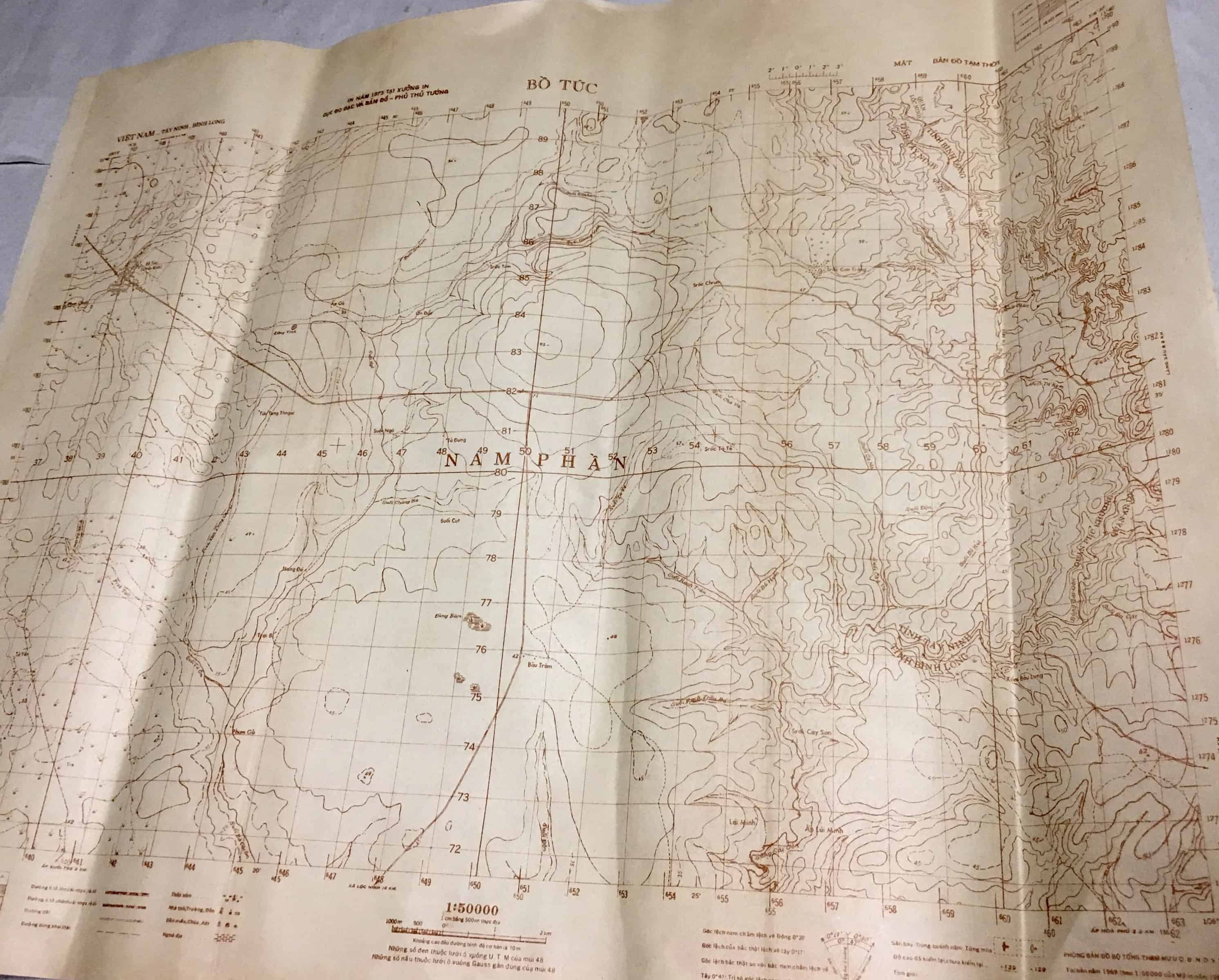 North Vietnamese Army Topographic Grid Map SECRET 1:50,000 BO TOC Tay ...