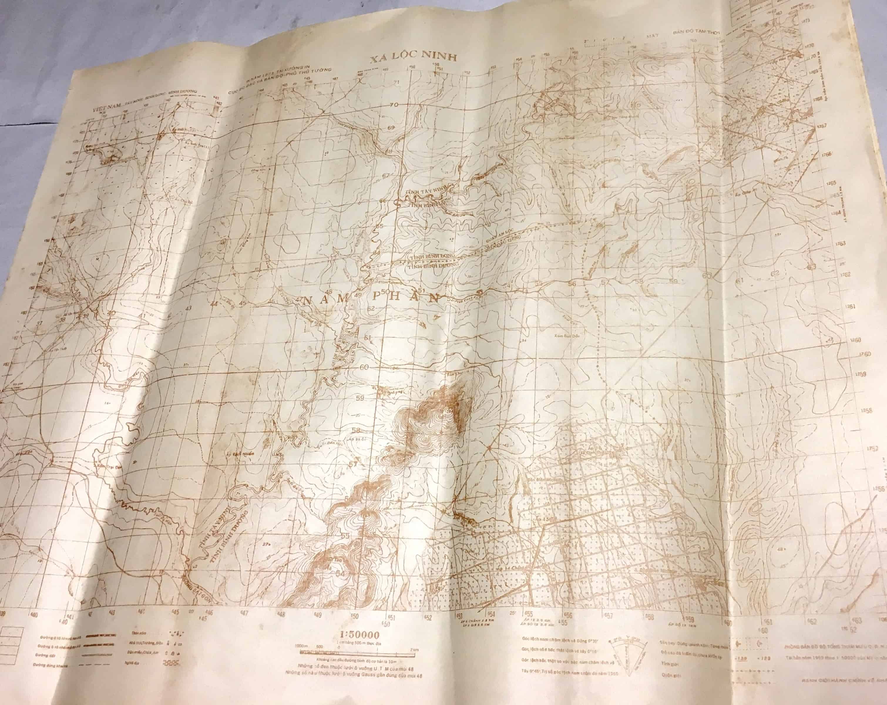 North Vietnamese Army Topographic Grid Map SECRET 1:50,000 XA LOC NINH ...