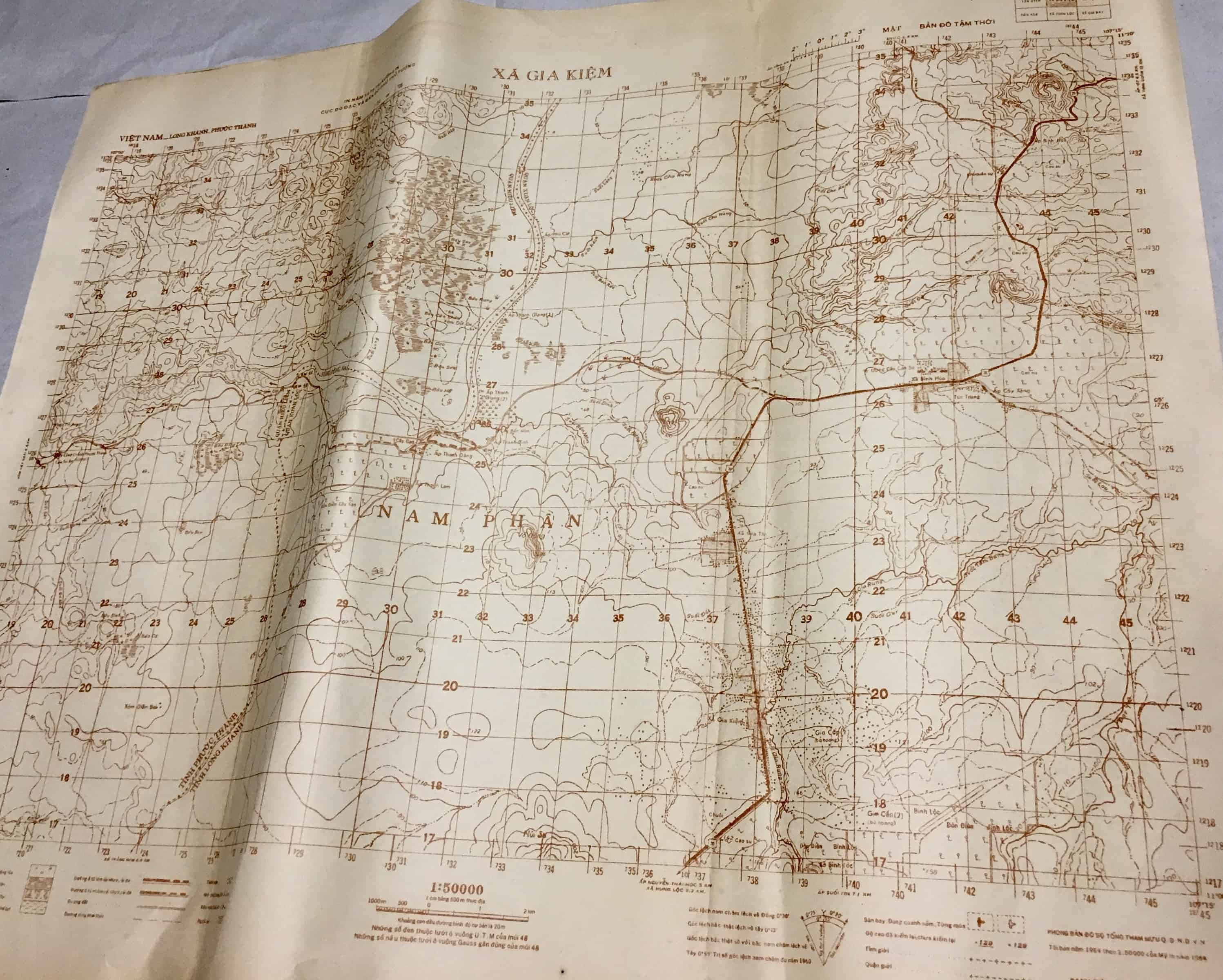 North Vietnamese Army Topographic Grid Map SECRET 1:50,000 XA GIA KIEM ...