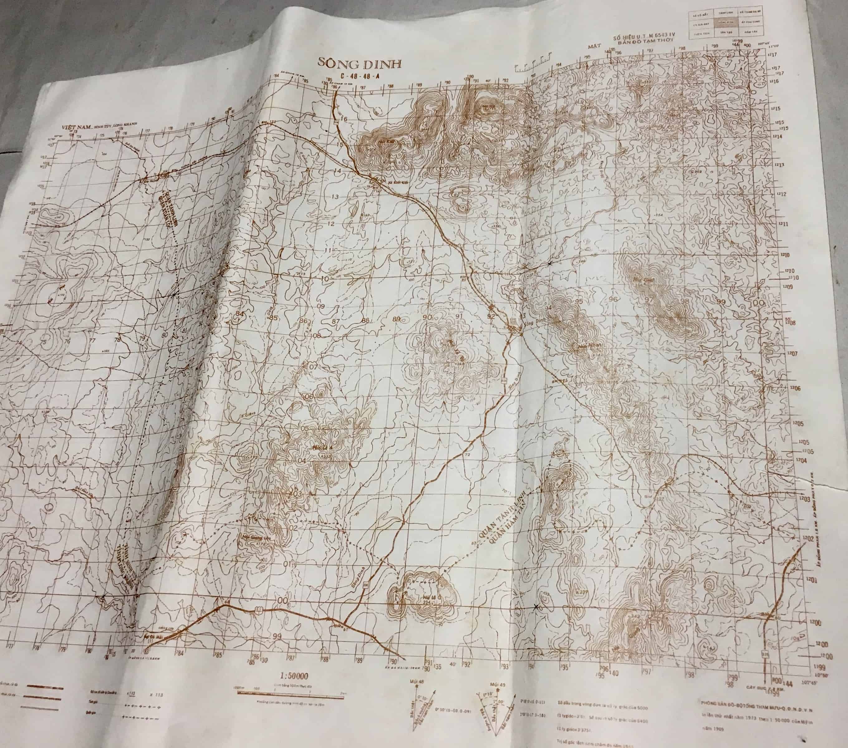North Vietnamese Army Topographic Grid Map SECRET 1:50,000 SONG DINH ...