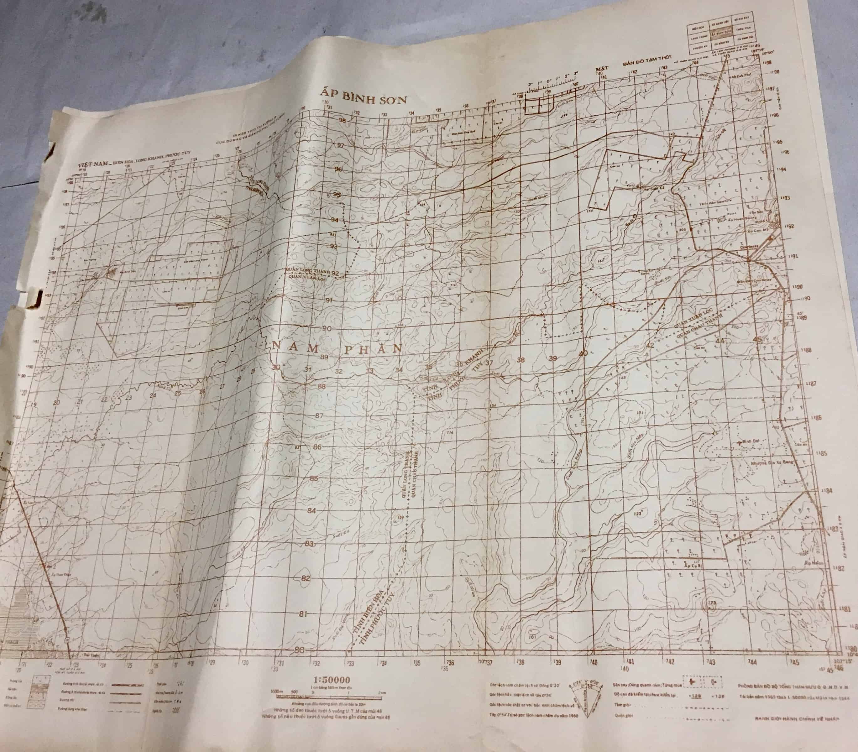 North Vietnamese Army Topographic Grid Map SECRET 1:50,000 AP BINH SON ...
