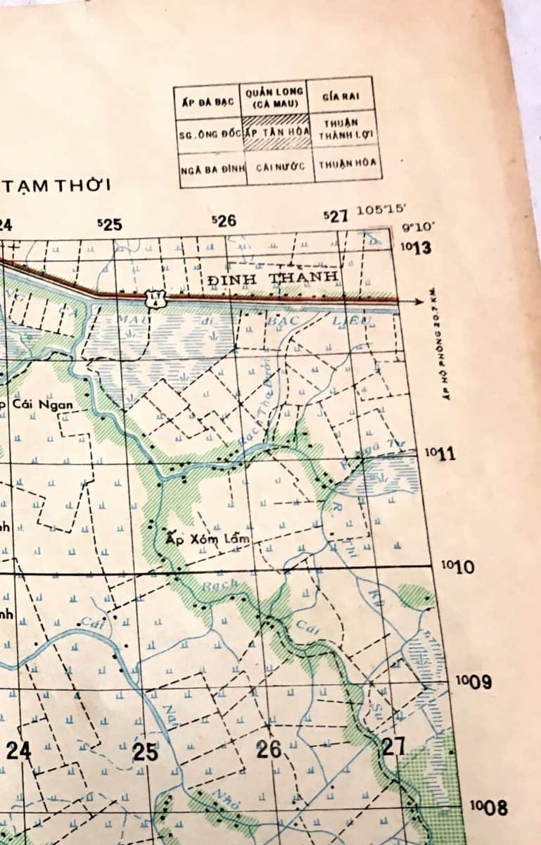 North Vietnamese Army Topographic Grid Map SECRET 1:50,000 AP TAN HOA ...