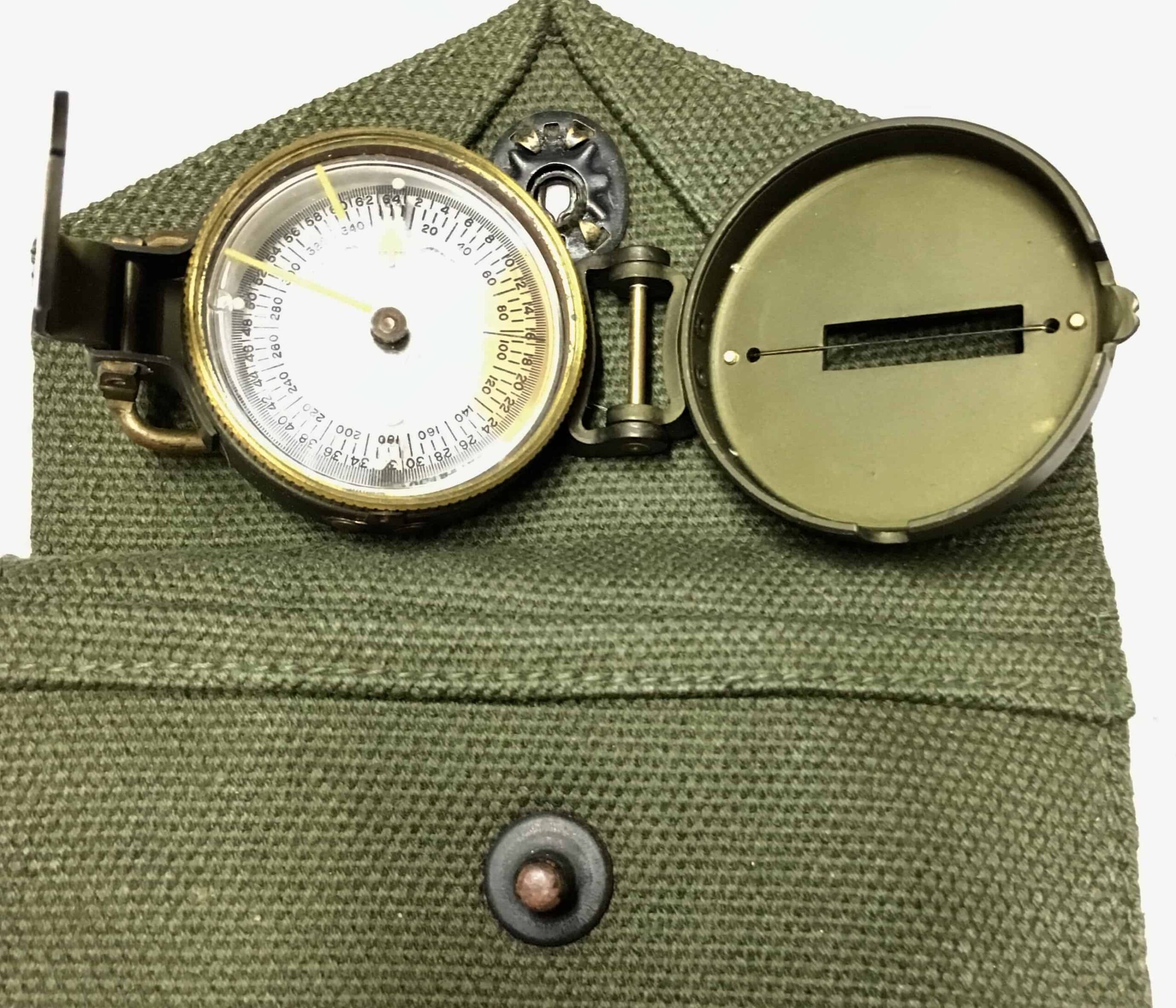 US Army Korean War Compass with Pouch - Enemy Militaria