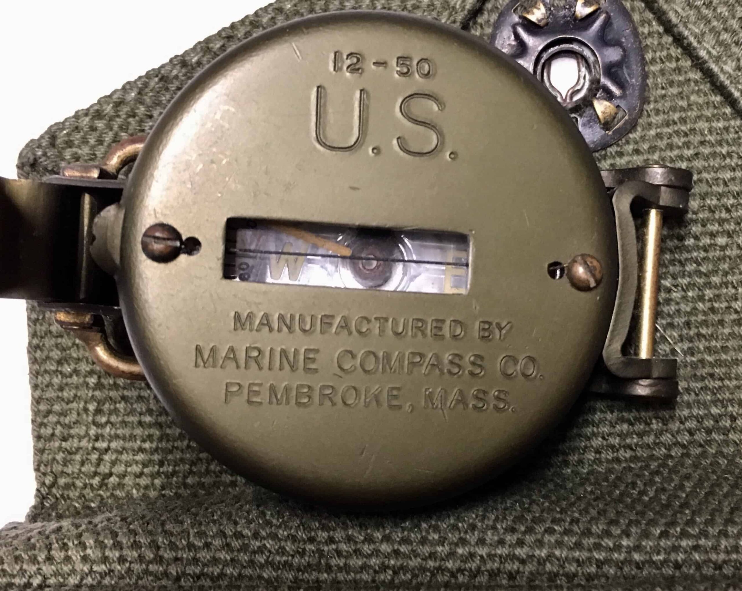 US Army Korean War Compass with Pouch - Enemy Militaria