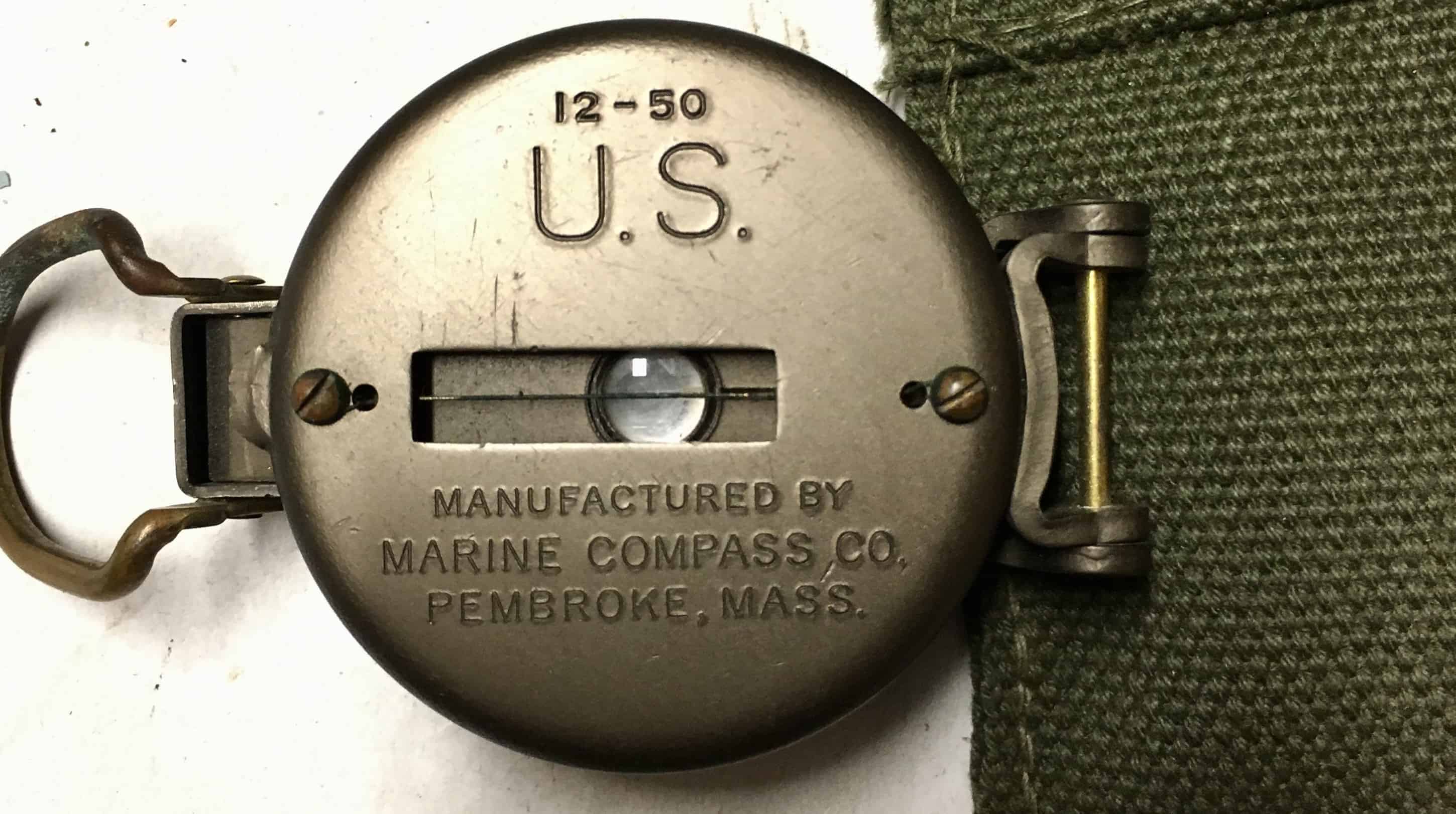 US Army Korean War Compass with Pouch - Enemy Militaria