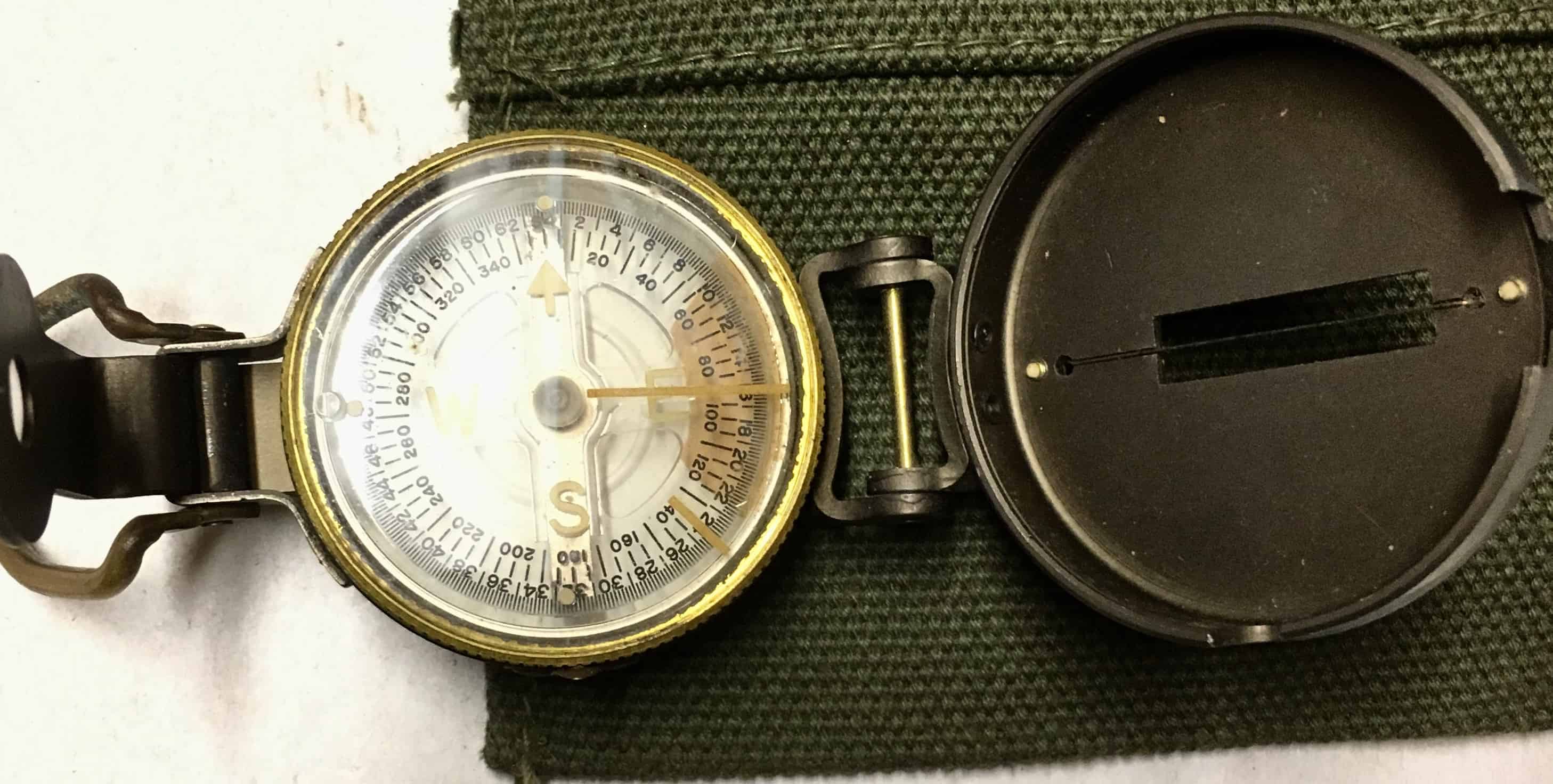US Army Korean War Compass with Pouch - Enemy Militaria