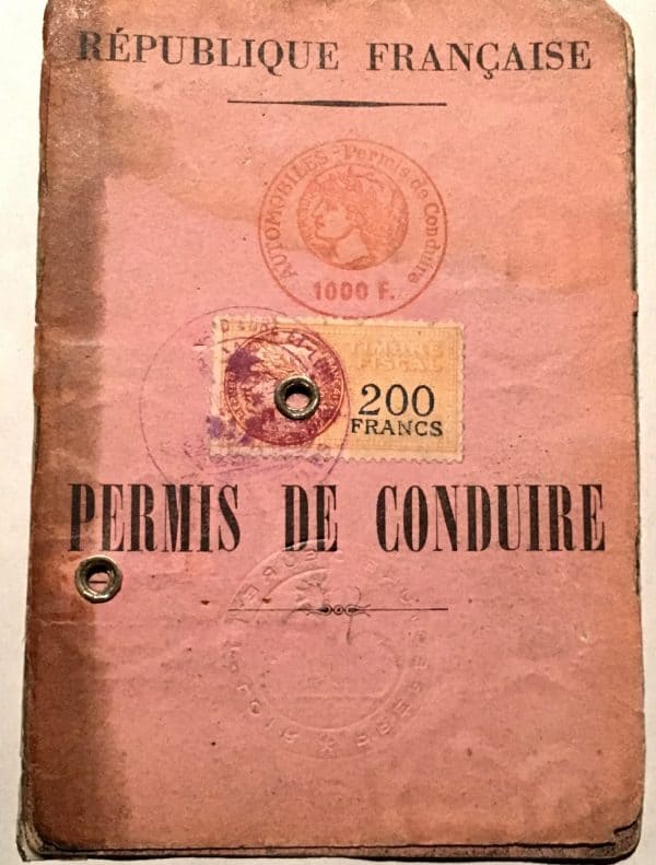 French Driver's License 1950s - Enemy Militaria