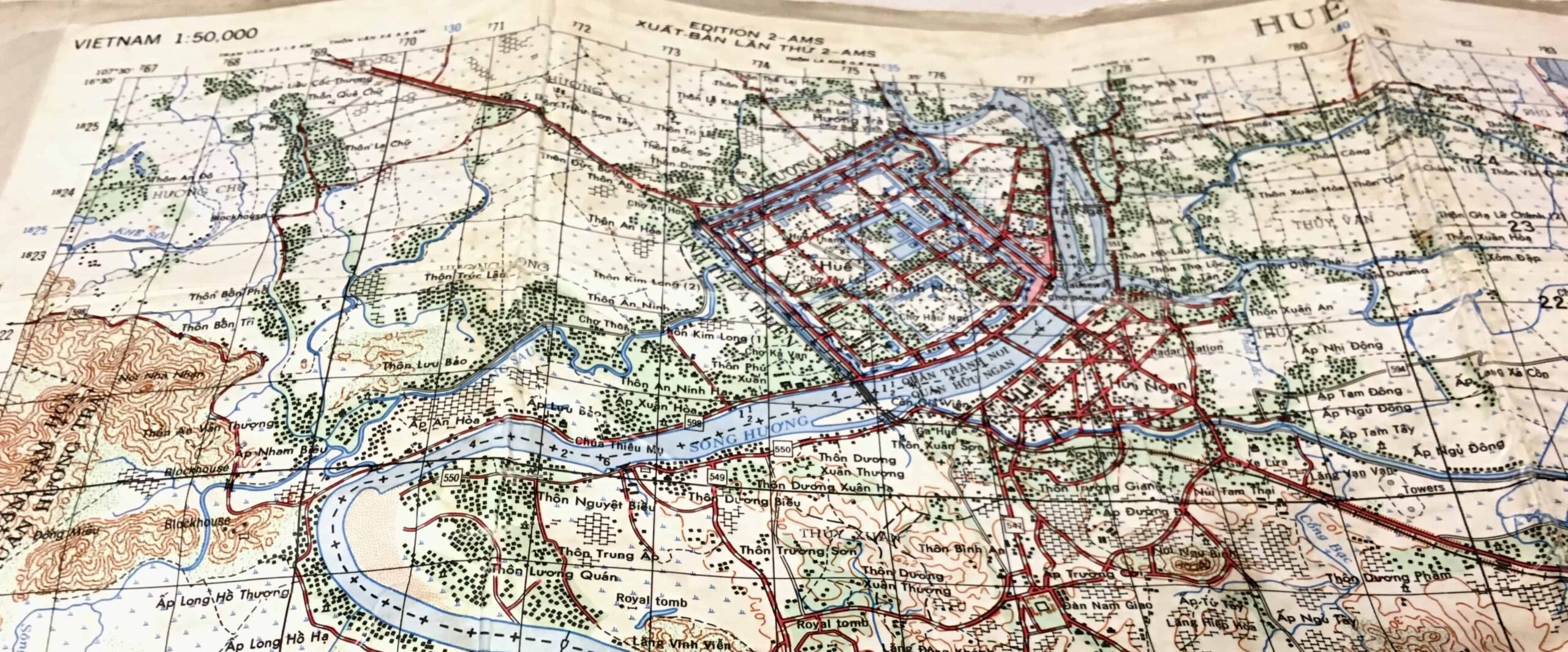 1968 US Military Topographic Map of HUE - Enemy Militaria