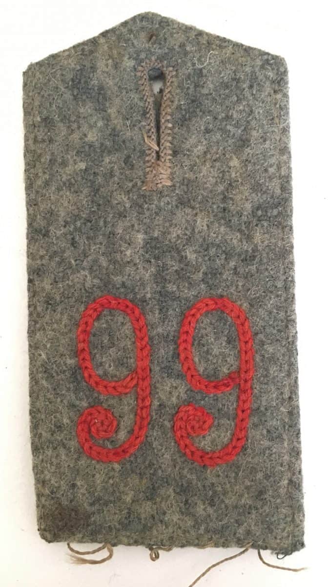 WW1 German Regimental Shoulder Board - 99th Regiment - Enemy Militaria