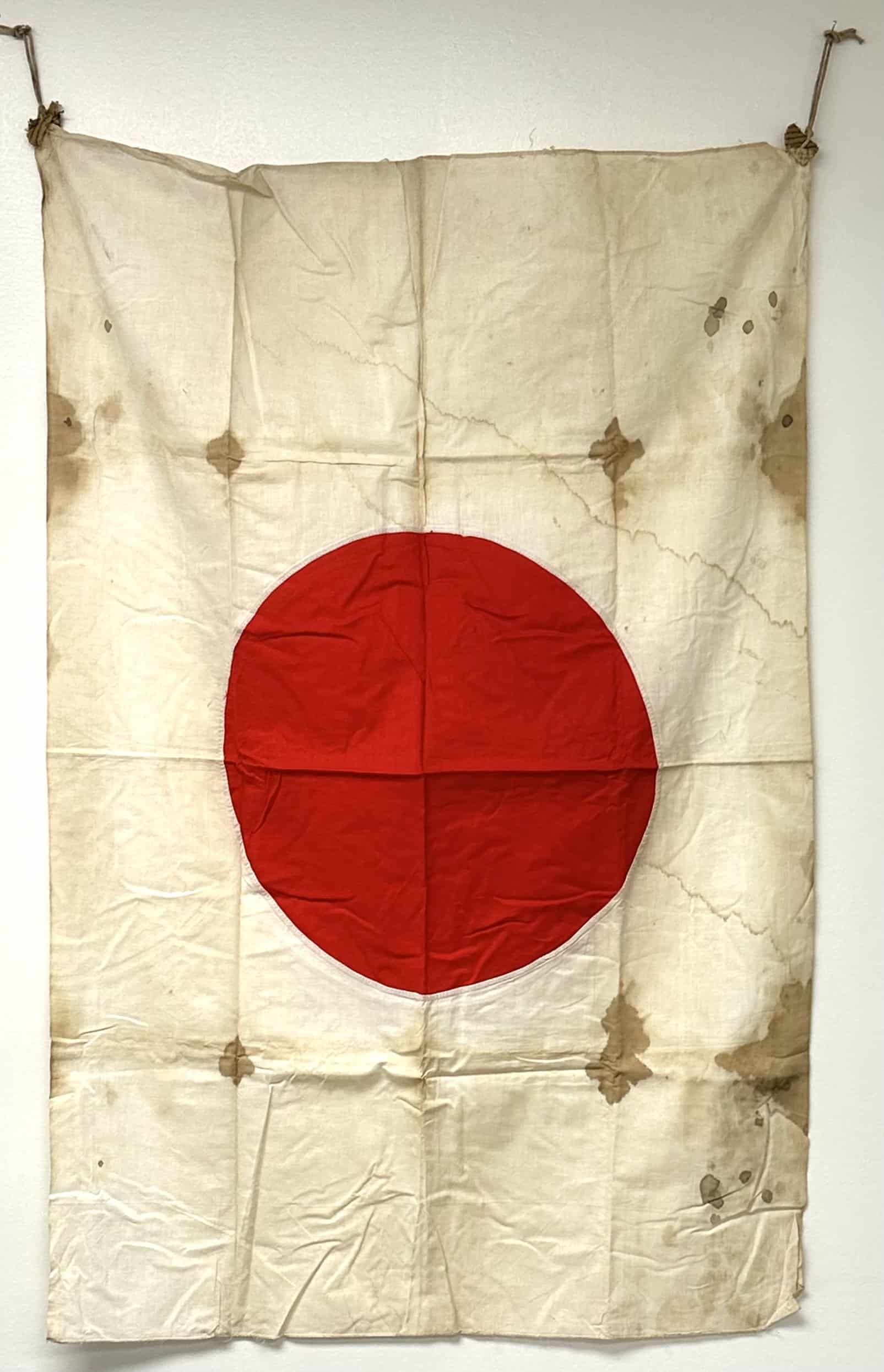 WW2 Japanese Army and Naval Landing Force Blood Stained Helmet Flag ...