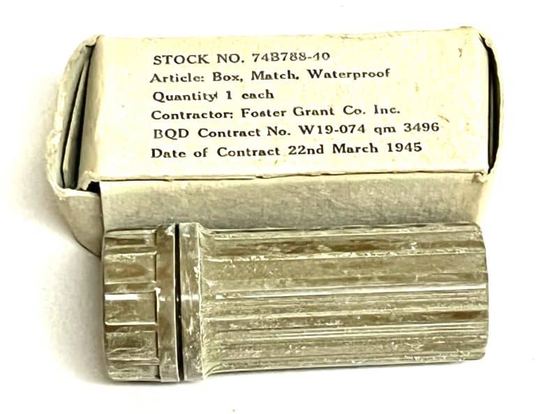 US WW2 Waterproof Matchbox Case with Original Box - Enemy Militaria