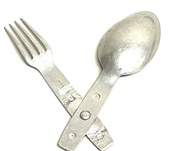 German WW2 Folding Mess Fork and Spoon dated 1941 - Enemy Militaria