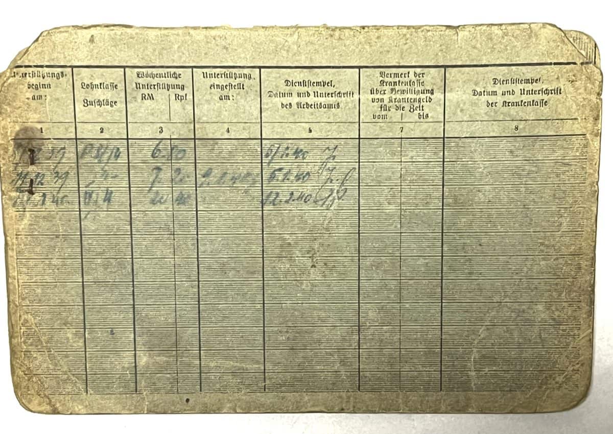 German WW2 Registration Cards 1939 - 1940 entries - Enemy Militaria