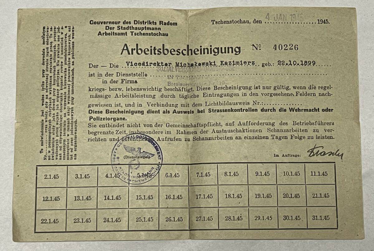 German WW2 Road Check Pass January February 1945 - Enemy Militaria