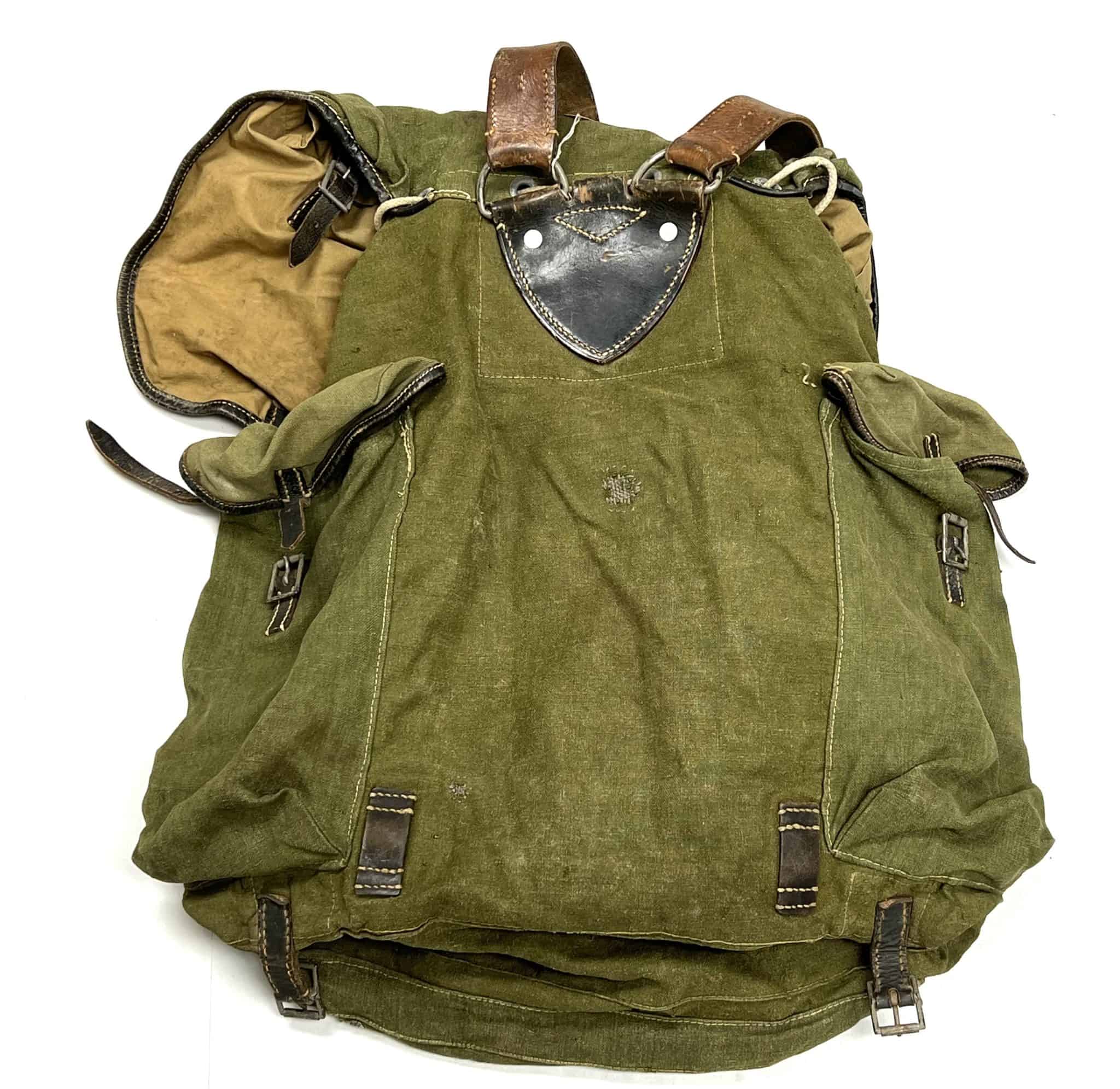 German WW2 Canvas and Leather Rucksack with Shoulder Straps - Enemy ...
