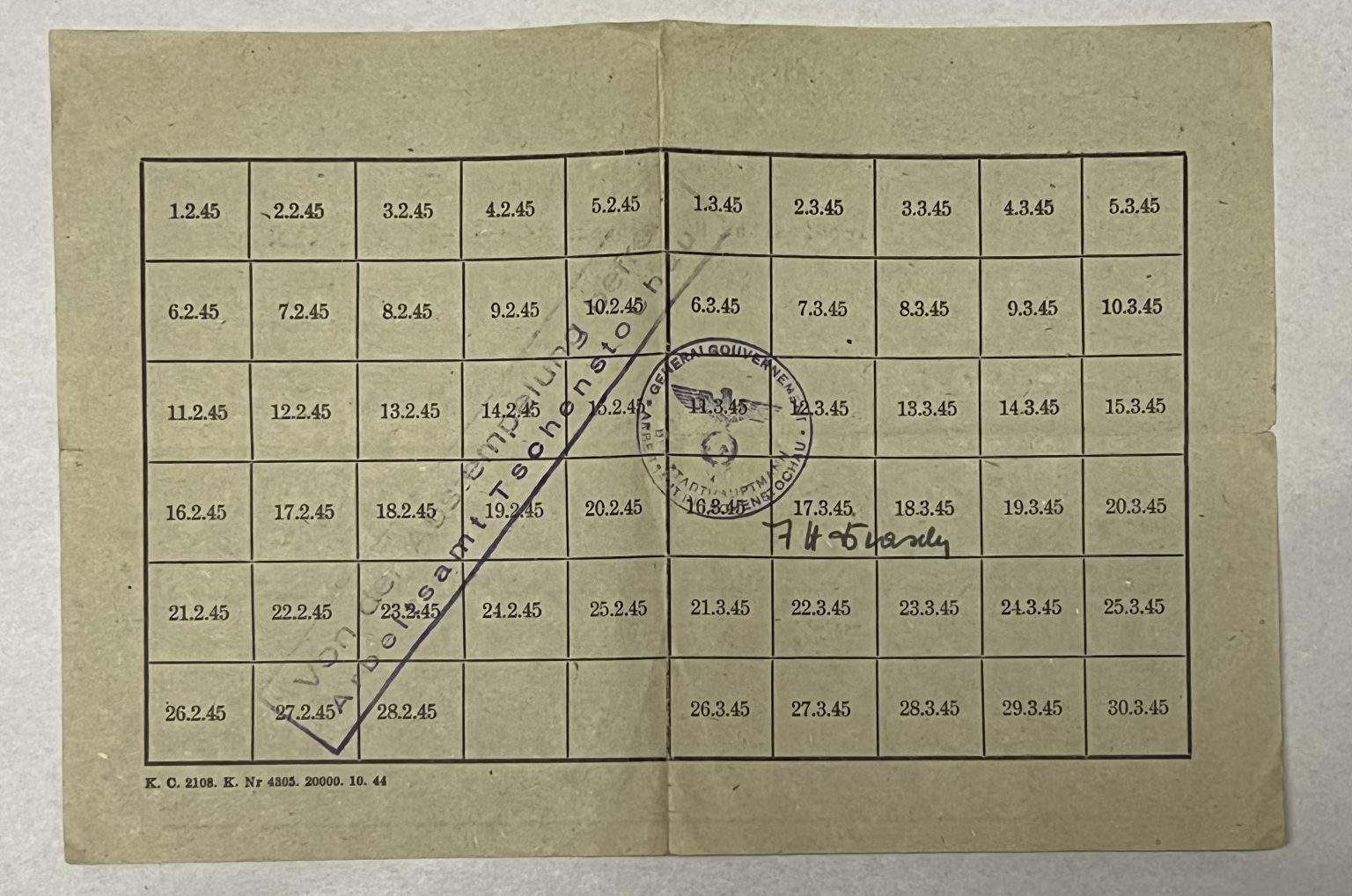 German WW2 Road Check Pass January February 1945 - Enemy Militaria