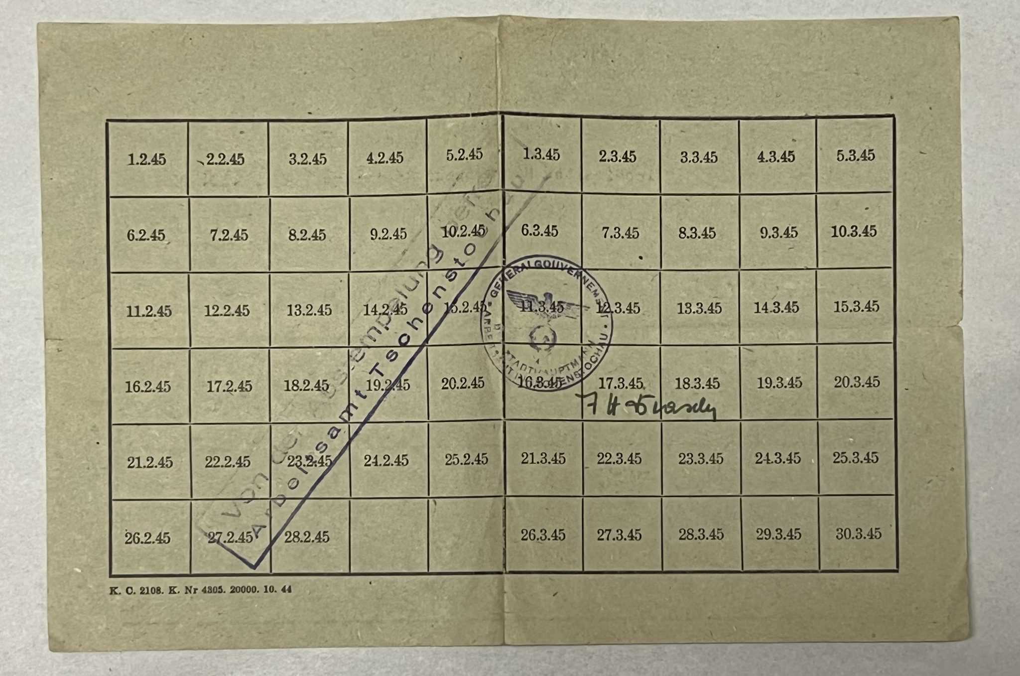 German WW2 Road Check Pass January February 1945 - Enemy Militaria