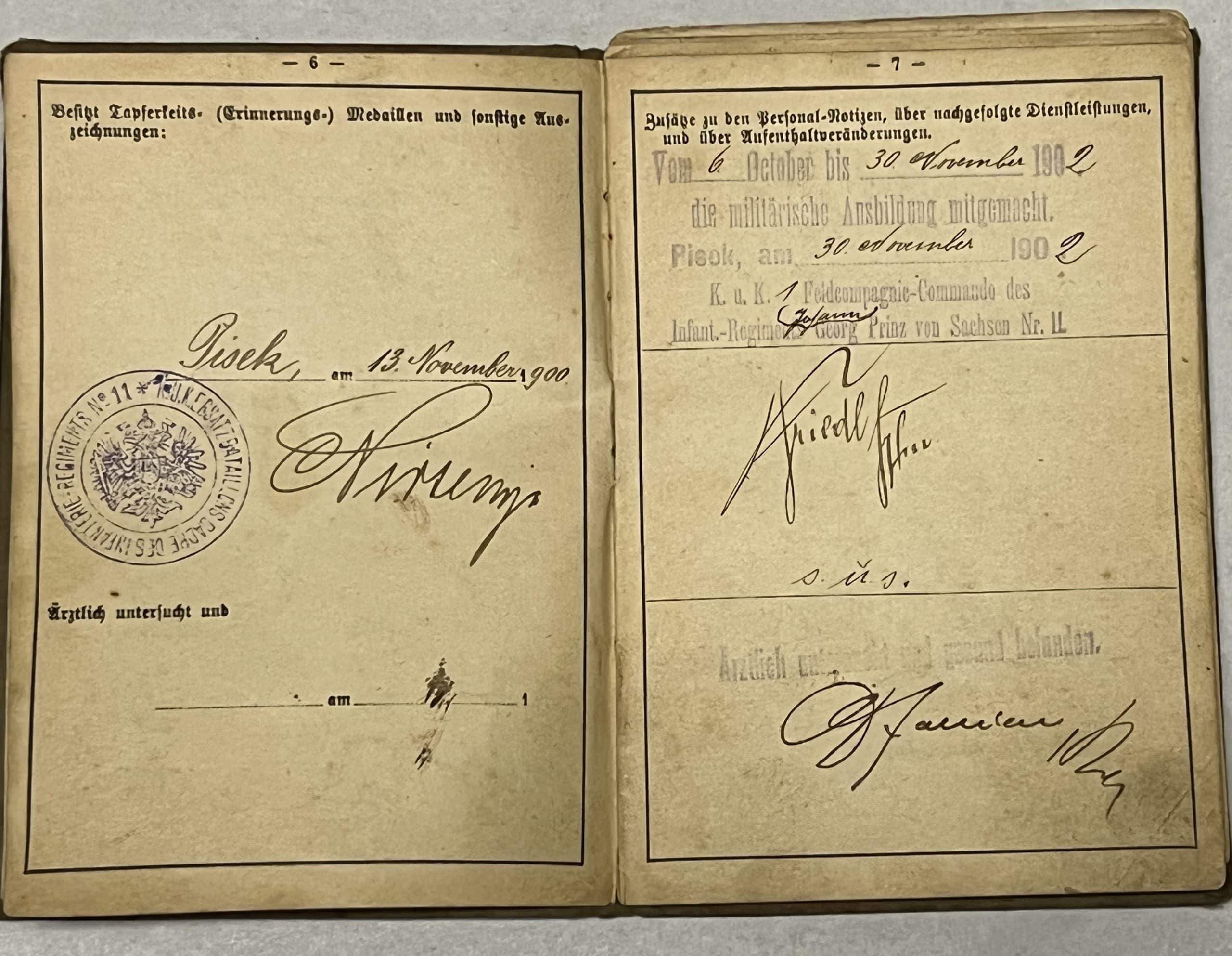 German Pre WW1 Army Passbook for Infantryman - Enemy Militaria