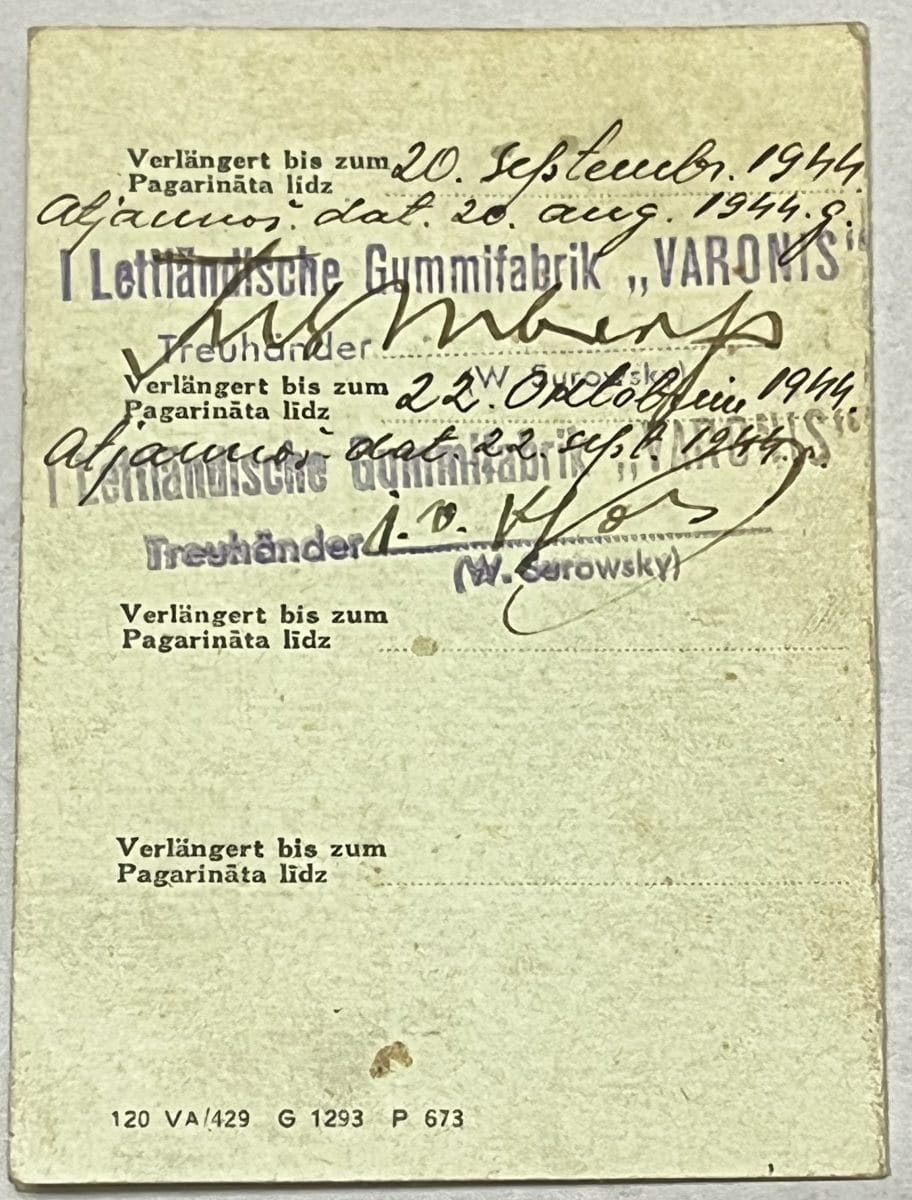 German WW2 ID Book Issued to Latvian Forced Laborer October 1944 ...