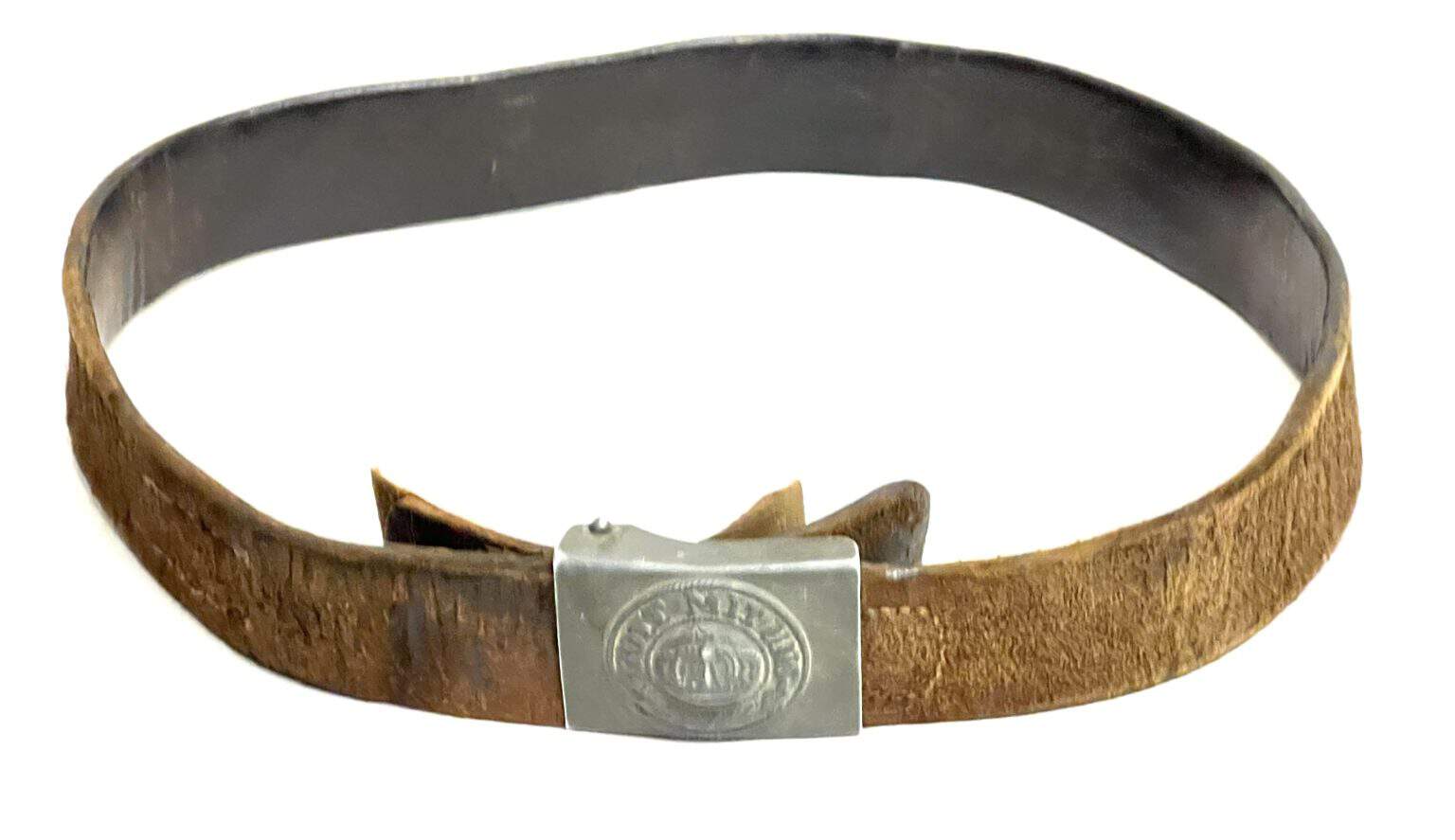 German WW1 Leather Belt Dated 1914 with Buckle - Enemy Militaria