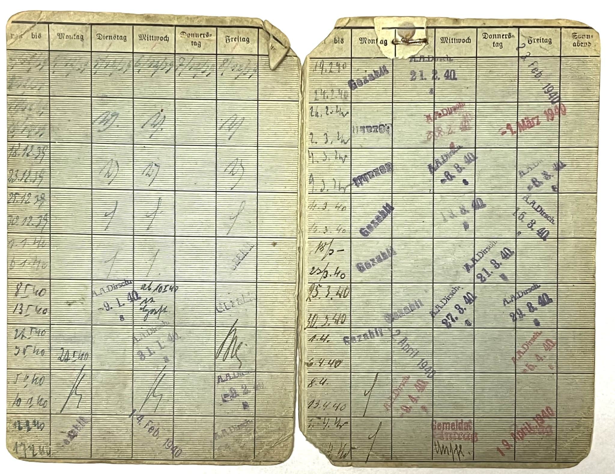 German WW2 Registration Cards 1939 - 1940 entries - Enemy Militaria