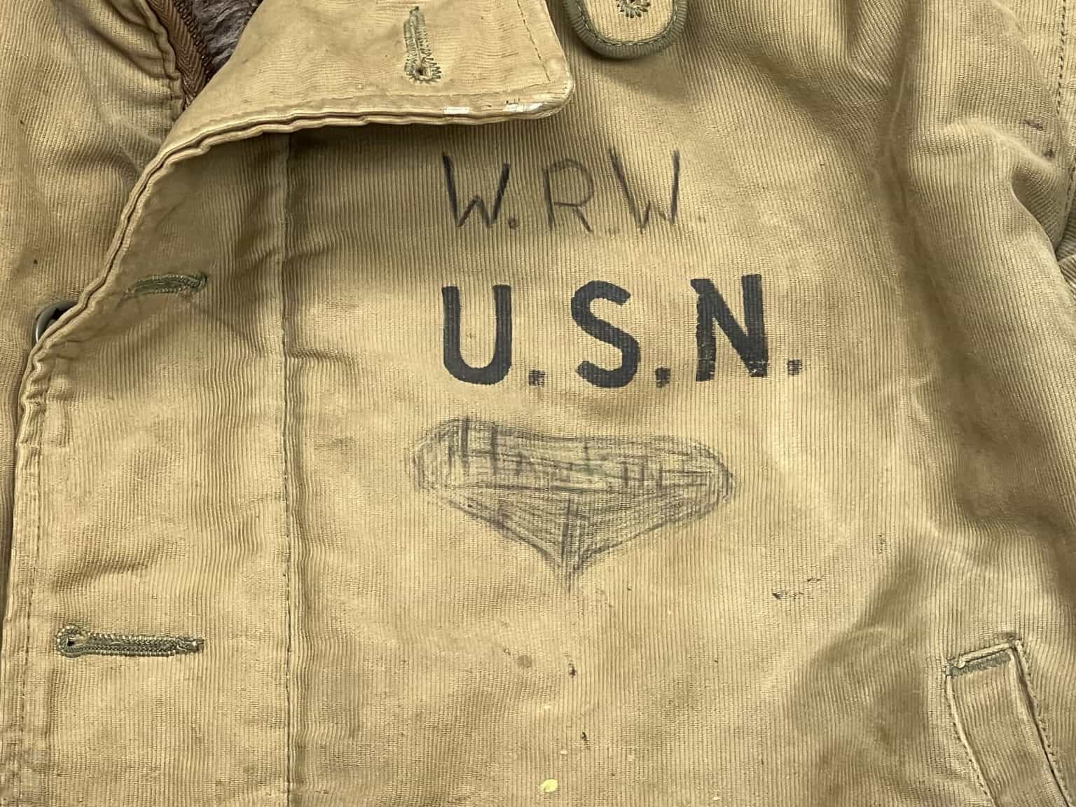US WW2 Navy N1 Deck Jacket with Unit Markings & Name Size 40 - Enemy ...