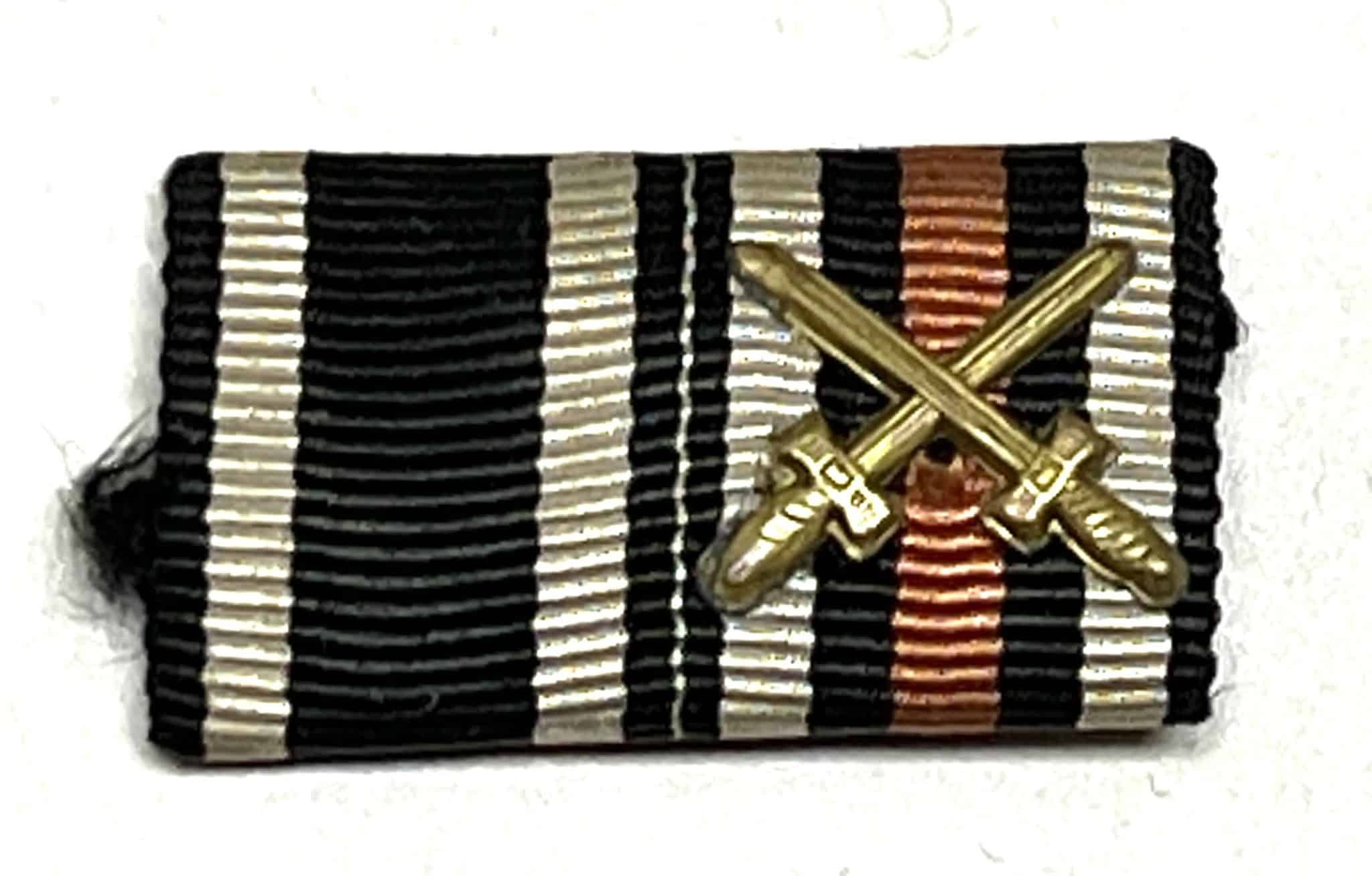 WW2 German Ribbon Bar Two Medals with WW1 Iron Cross - Enemy Militaria