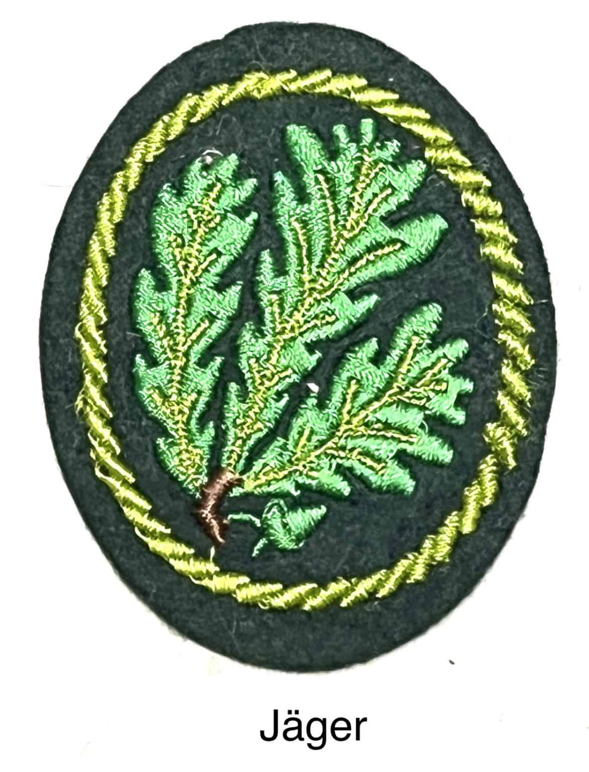 WW2 German Army Jaeger Badge Early Dark Green Embroidered - Enemy Militaria
