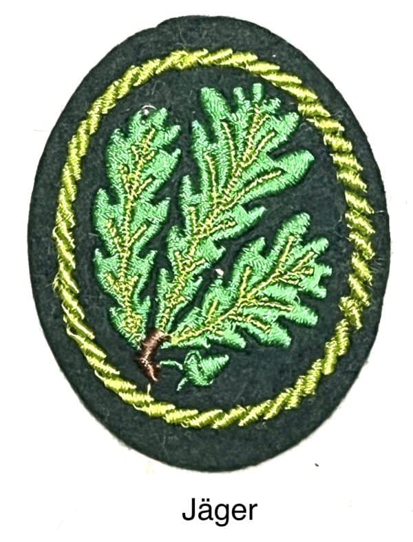WW2 German Army Jaeger Badge Early Dark Green Embroidered - Enemy Militaria