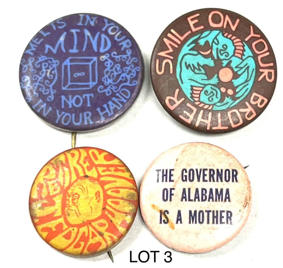 Vietnam US Protest Wallace Counterculture LSD J Edgar Hoover Buttons ...