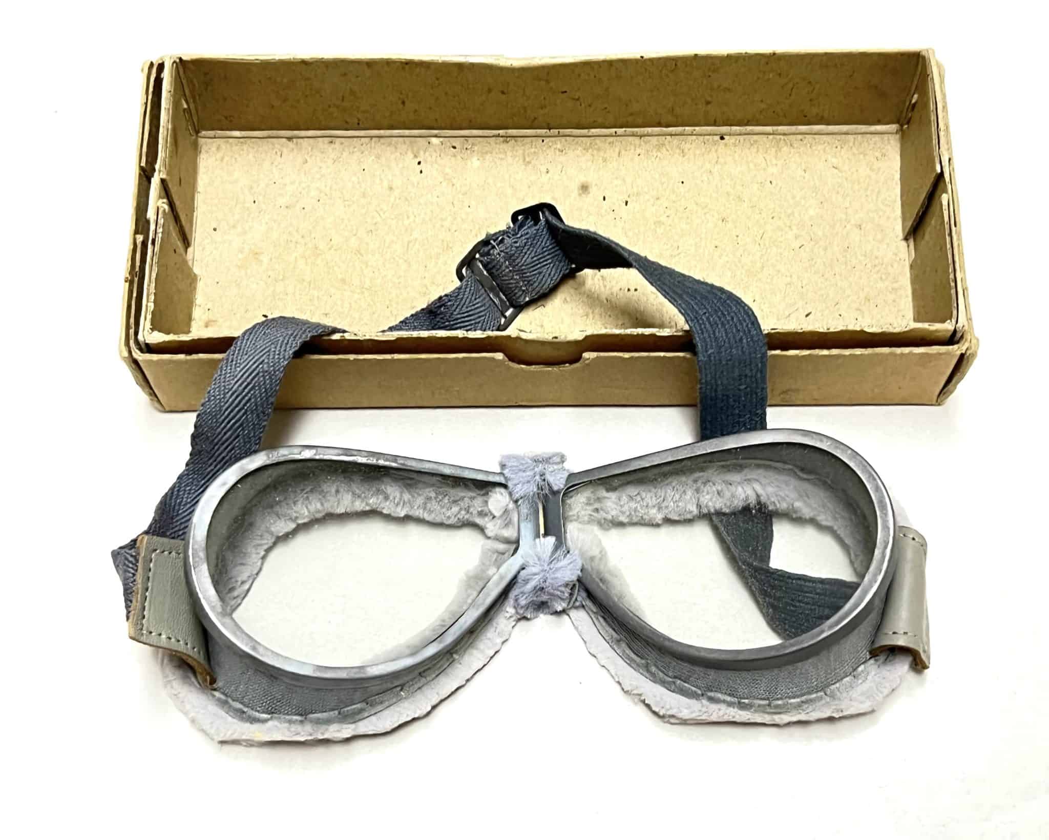 British WW2 Dispatch Rider & Driver Goggles in Box - Enemy Militaria