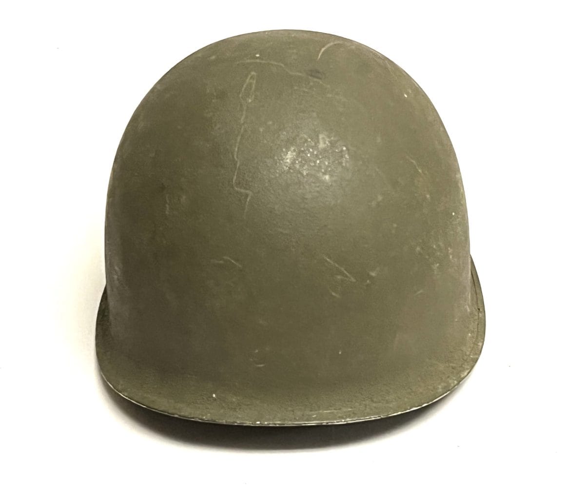 WW2 US Front Seam Fixed Bail M1 Helmet Original Paint Exc - Enemy Militaria