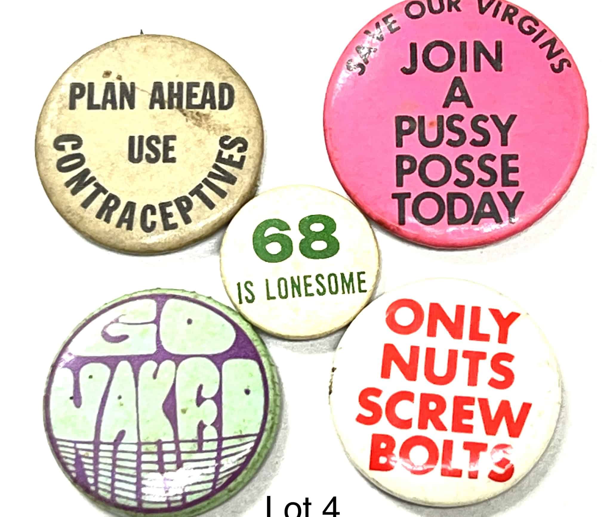 Vietnam US Protest Counterculture Sex Buttons Lot 4 - Enemy Militaria