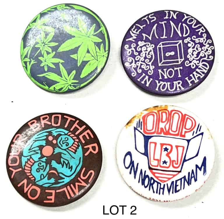 Vietnam US Protest Counterculture Buttons Lot 2 - Enemy Militaria