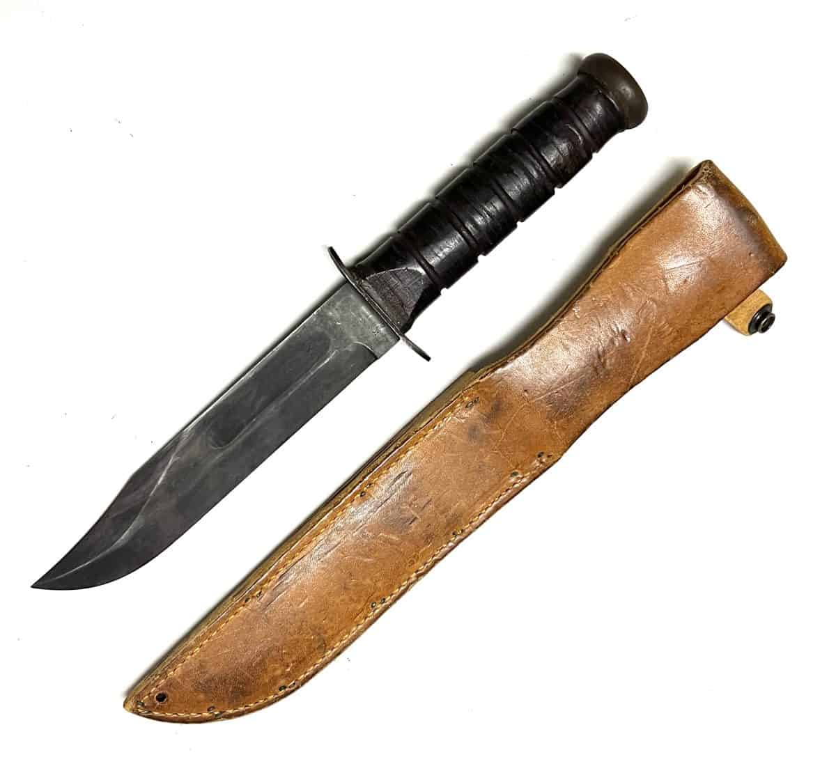USMC WW2 KaBar Knife with Scabbard - Enemy Militaria