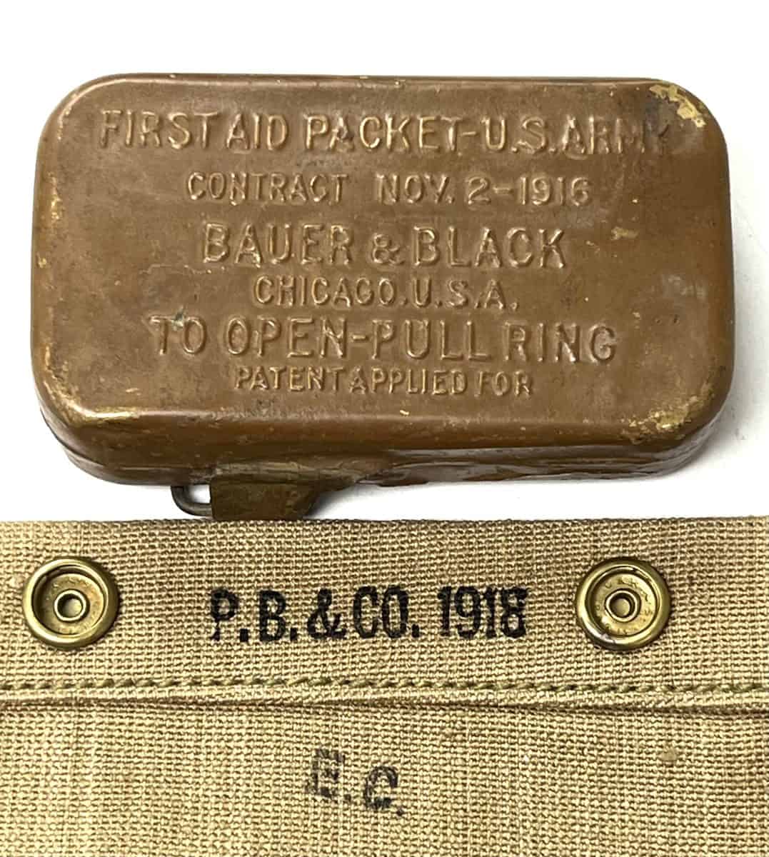 WW1 US Model 1910 First Aid Pouch 1918 with 1916 Dressing Tin - Enemy ...