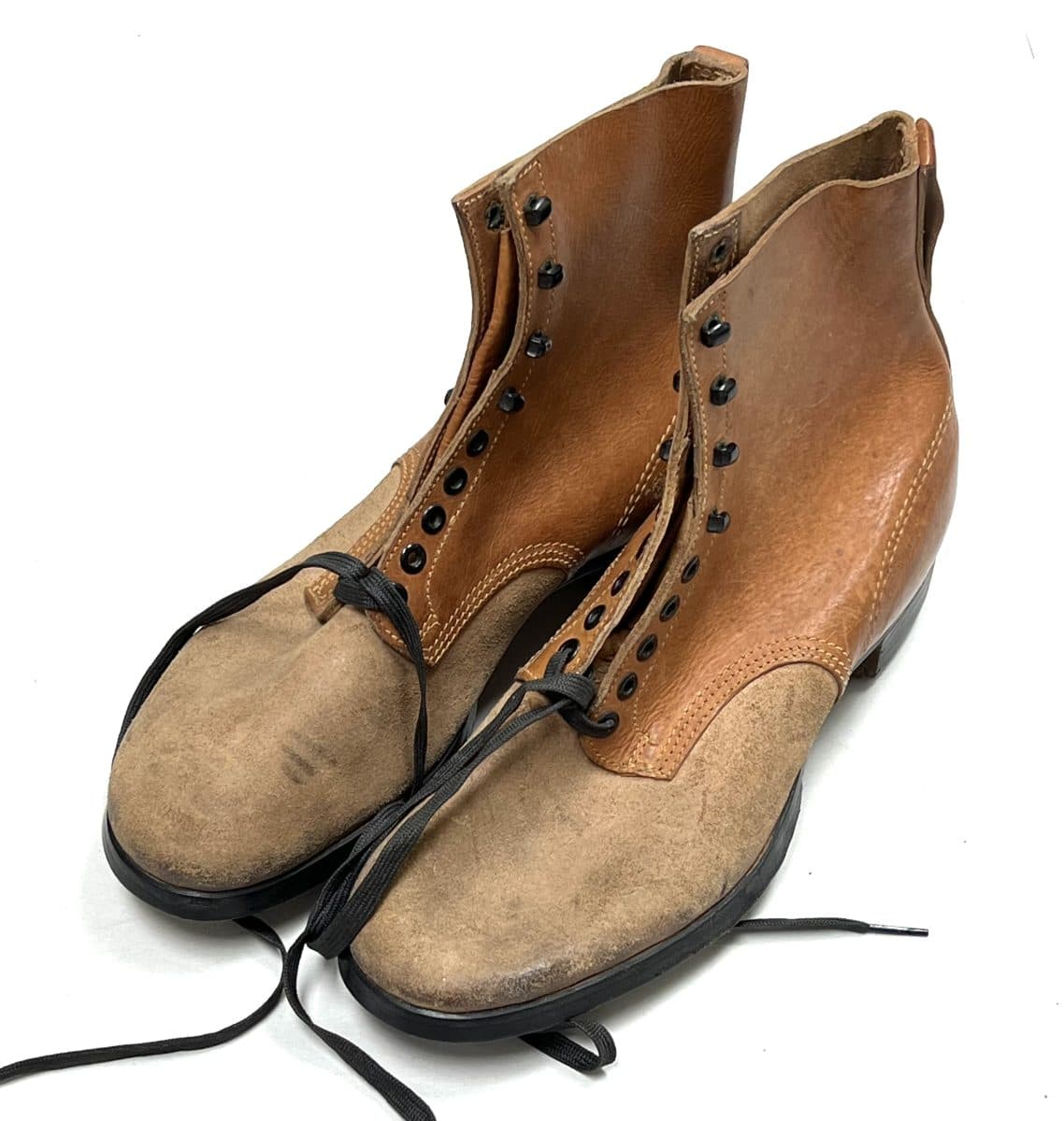 WW2 German Enlisted Combat Shoes Brown Unissued Marked - Enemy Militaria